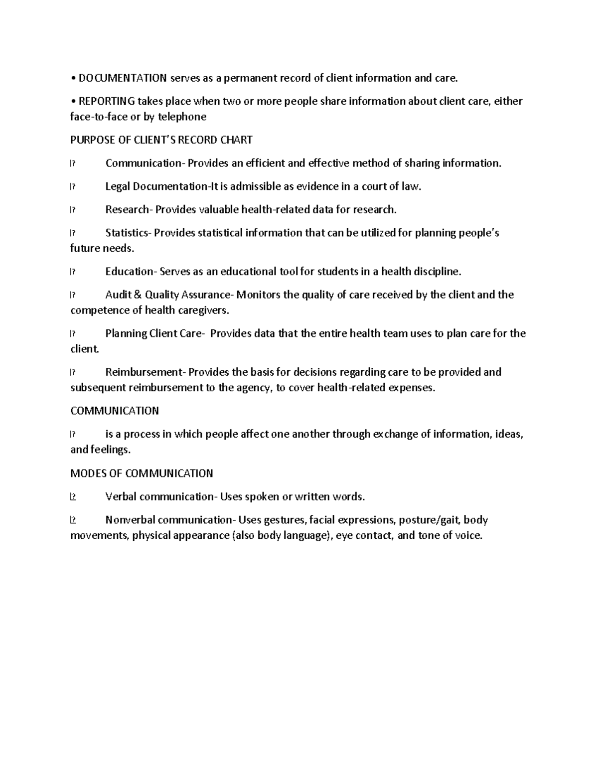Nursing notes 4 - DOCUMENTATION serves as a permanent record of client ...
