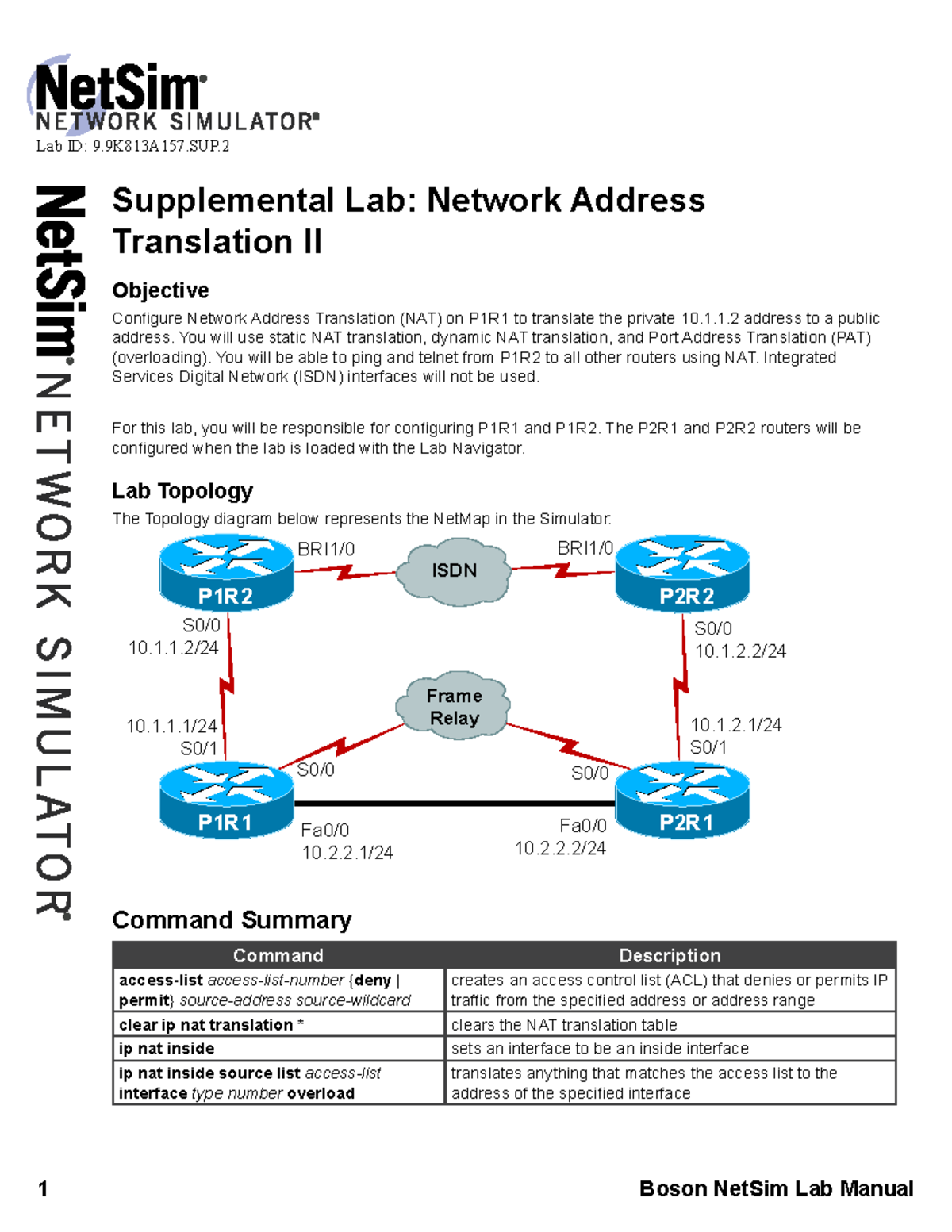 Supplemental Lab- Network Address Translation II - Supplemental Lab ...