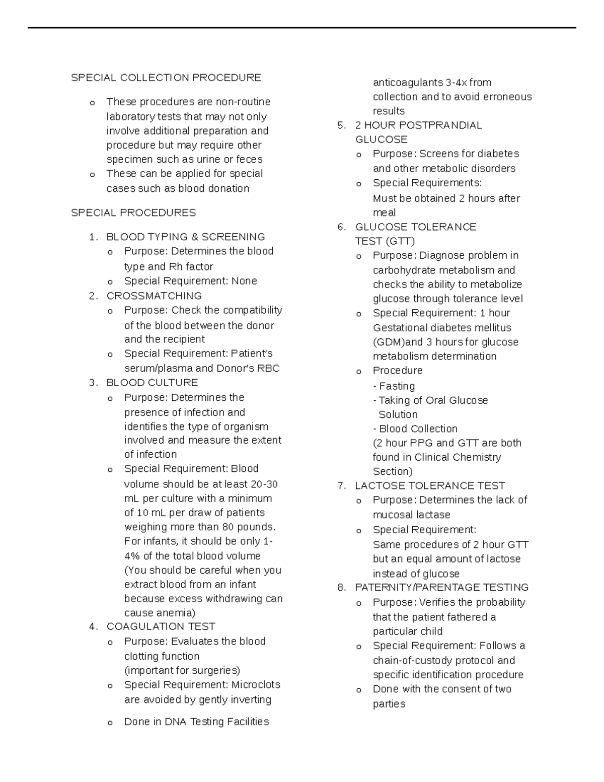 Special Collection Procedure - Pharma - Studocu