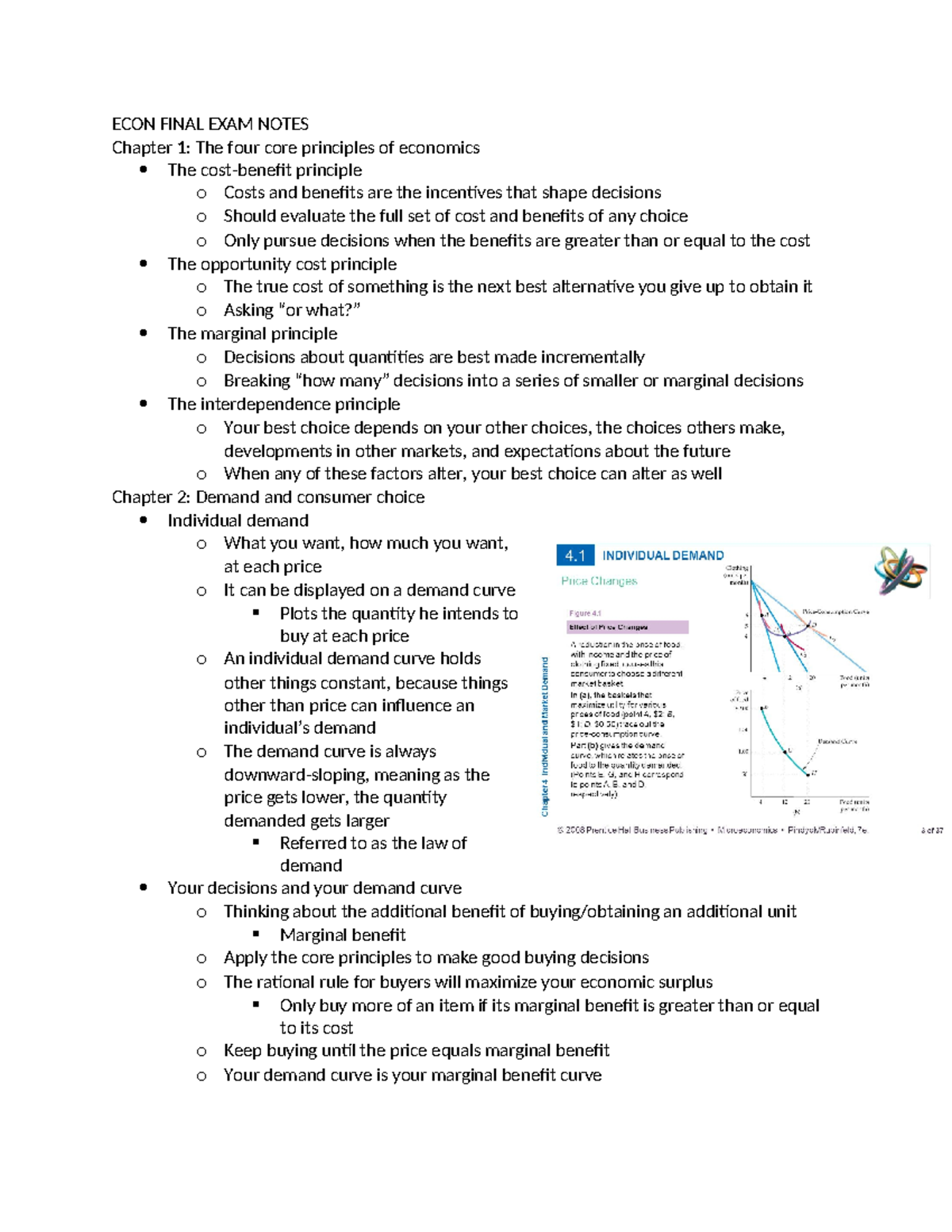 ECON Final EXAM Notes - ECON FINAL EXAM NOTES Chapter 1: The four core ...