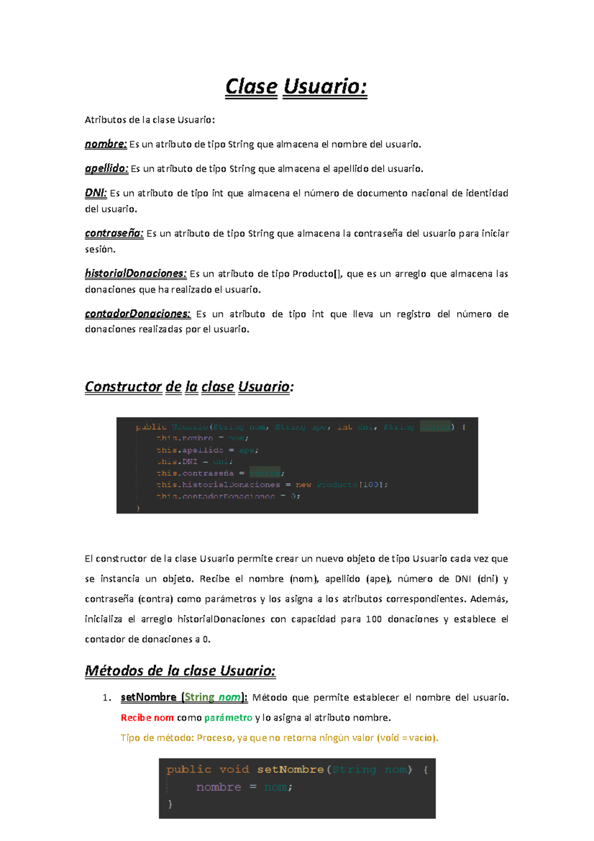 Guía Clase Usuario - Jjjh - Clase Usuario: Atributos de la clase Usuario: nombre: Es un atributo ...