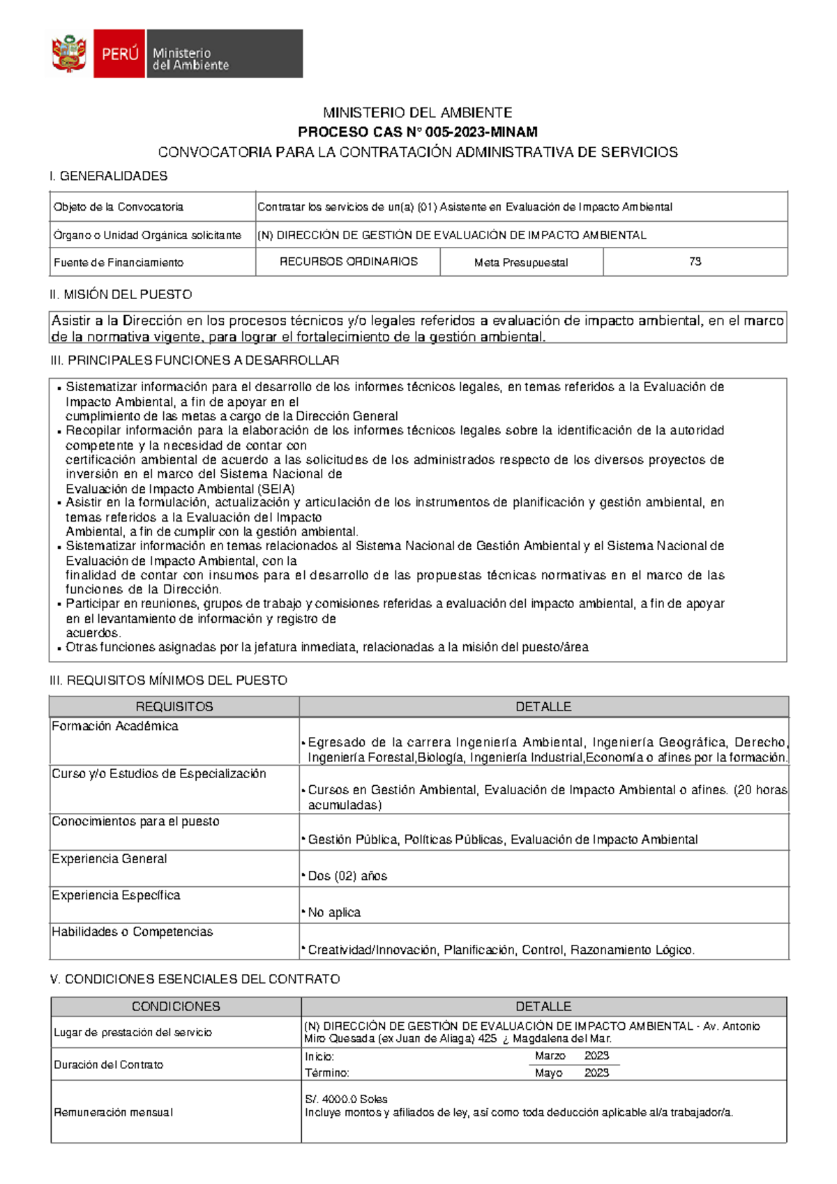 TDR CAS-005-2023- Minam - Sistematizar información para el desarrollo ...