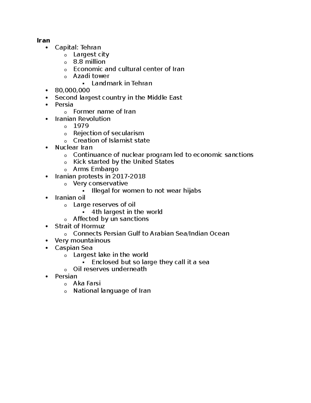 Iran Notes - Iran Capital: Tehran o Largest city o 8 million o Economic ...