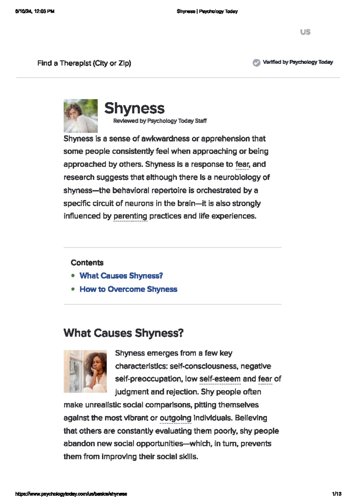 Shyness - Psychology Today - Shyness is a response to fear, and ...