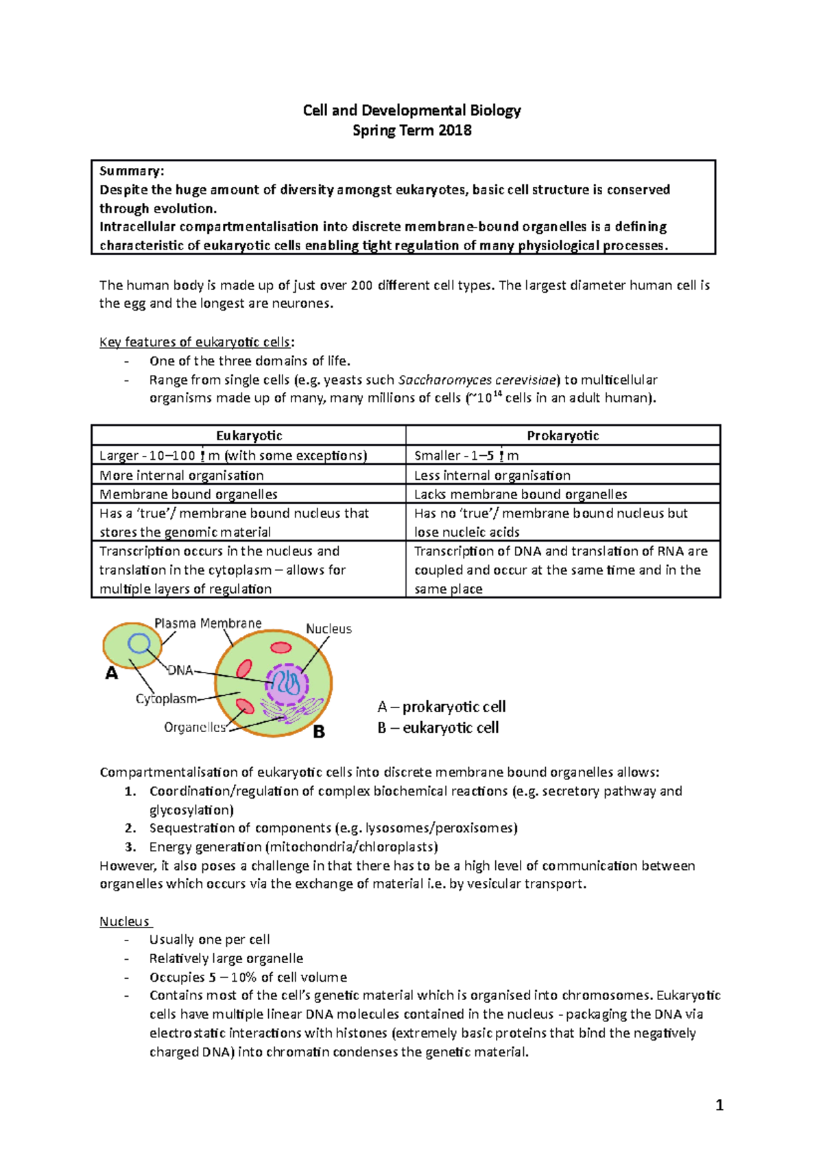 Cell and Developmental Biology Notes - Cell and Developmental Biology ...