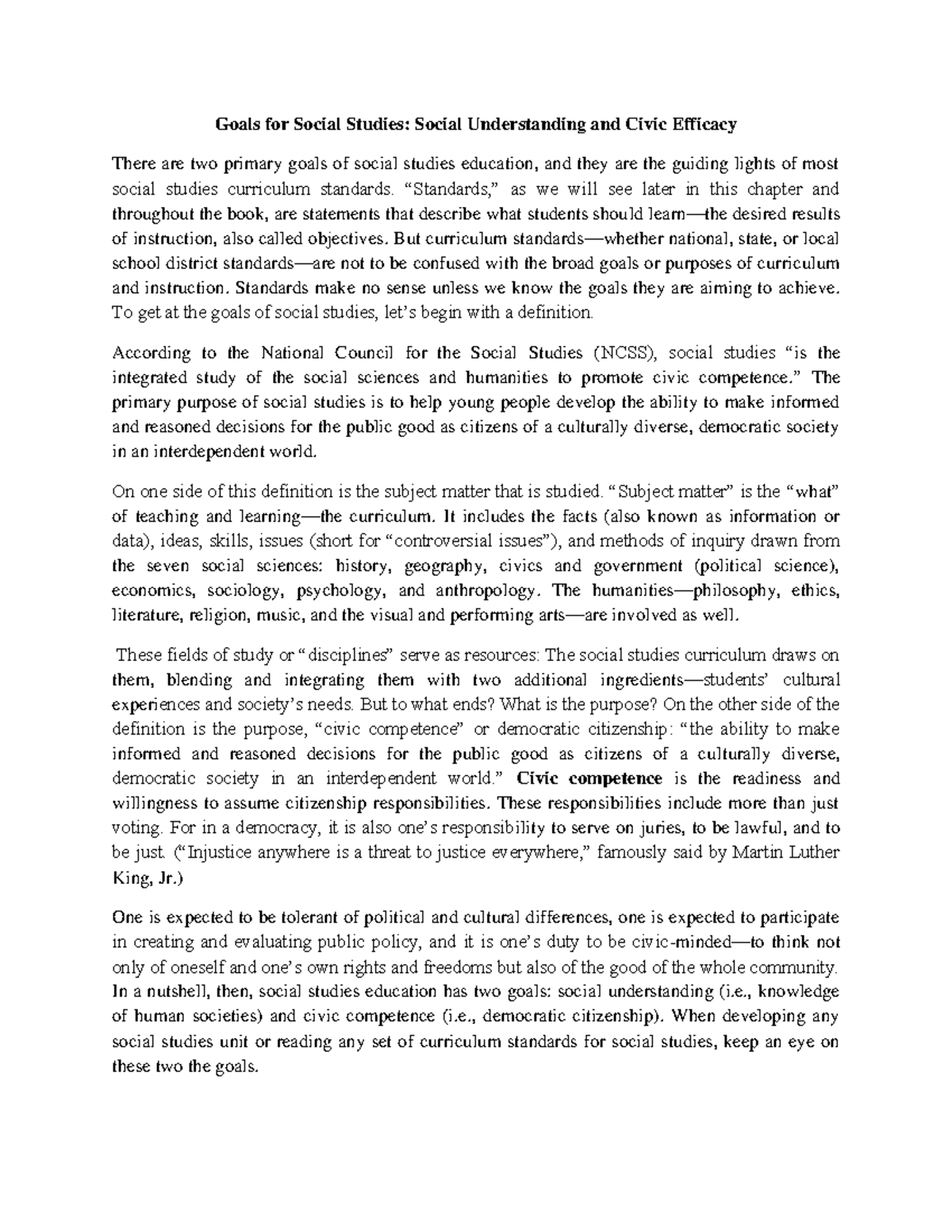 Reading-2 - helps - Goals for Social Studies: Social Understanding and ...