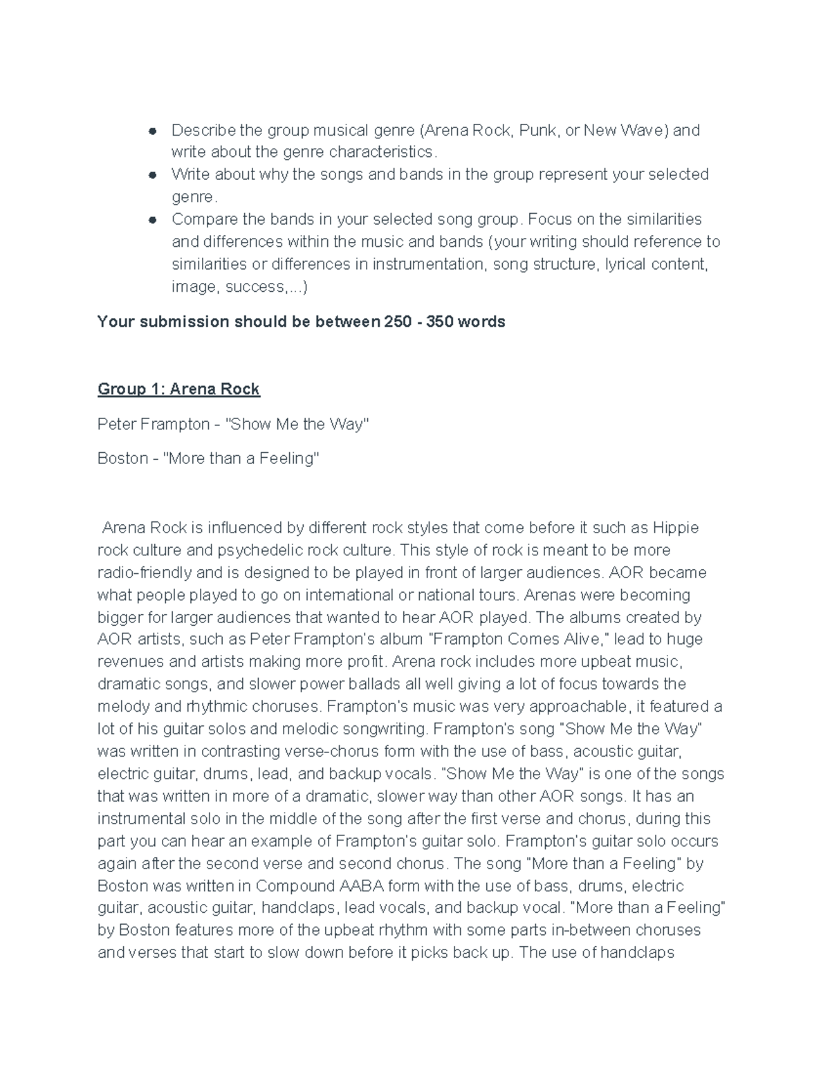 Chapter 10 Listening Discussion - Describe the group musical genre ...