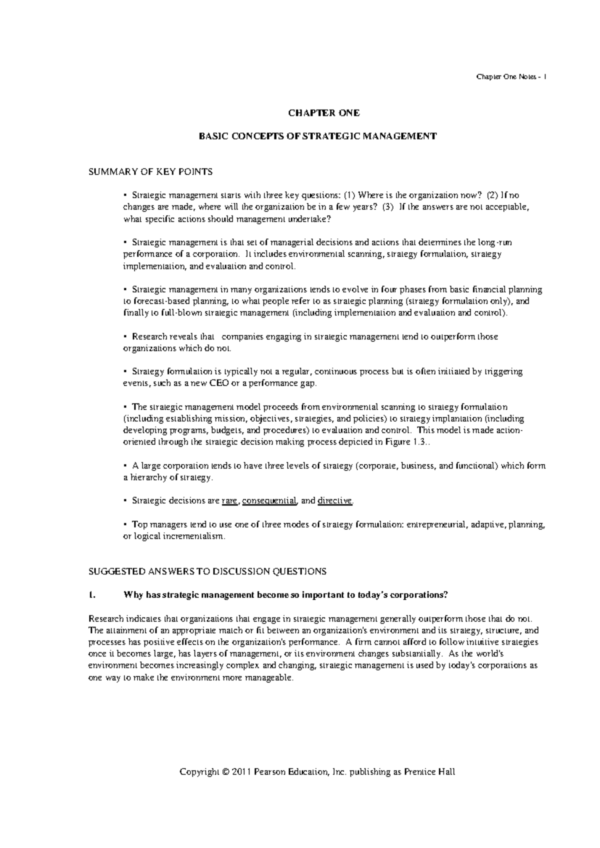 SM-test bank - Chapter One Notes - 1 CHAPTER ONE BASIC CONCEPTS OF ...
