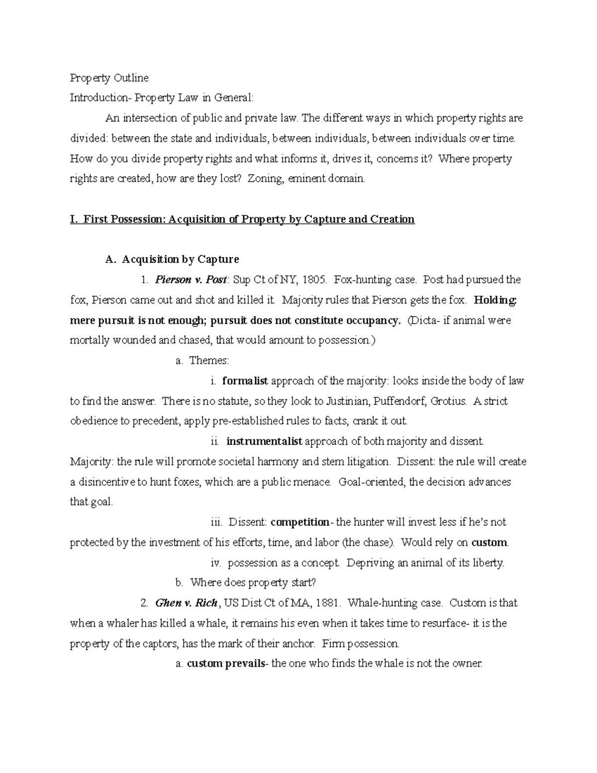 Property Law Outline - 1 - Property Outline Introduction- Property Law ...