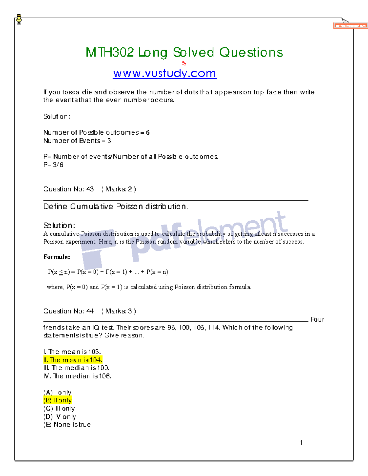 Mth302 Midterm Solved Subjective With Reference By Uzair Mth302 Long Solved Questions By W W W