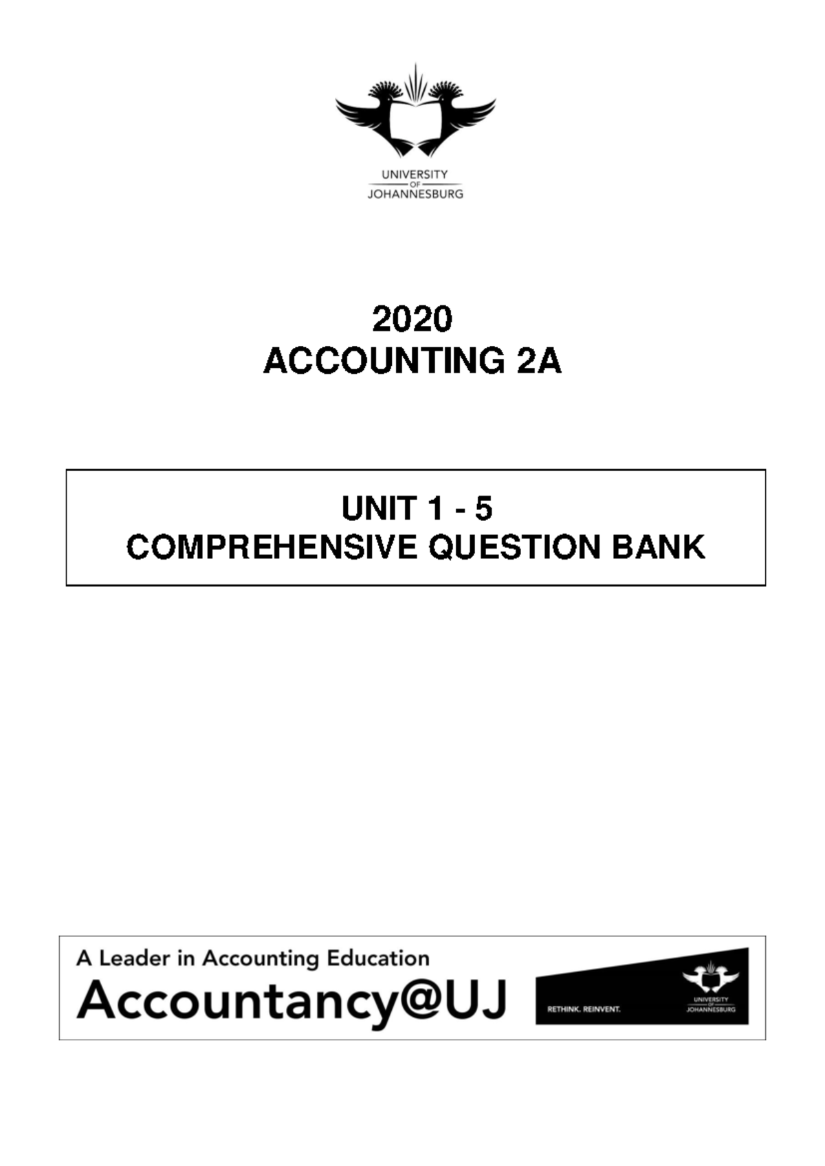 Unit 1-5-Comprehensive question bank SFP (2020) - 2020 ACCOUNTING 2A ...