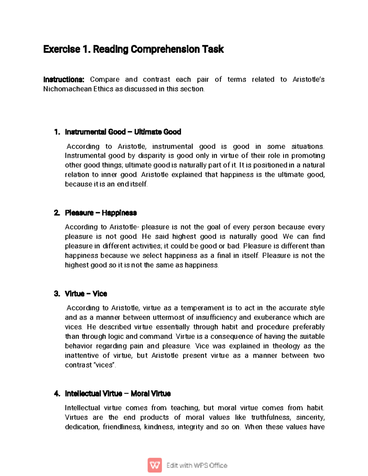 STS- Assignment - Exercise 1. Reading Comprehension Task Instructions: Compare and contrast each ...