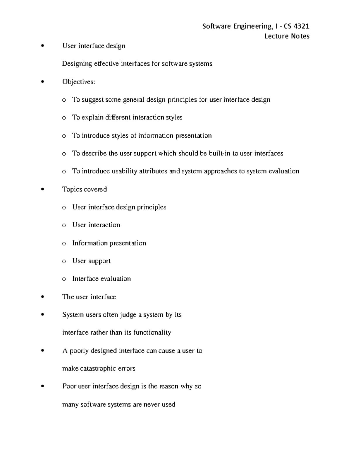 2021-Software Engineering I CS 4321- Lecture Notes-UI Design - Lecture ...