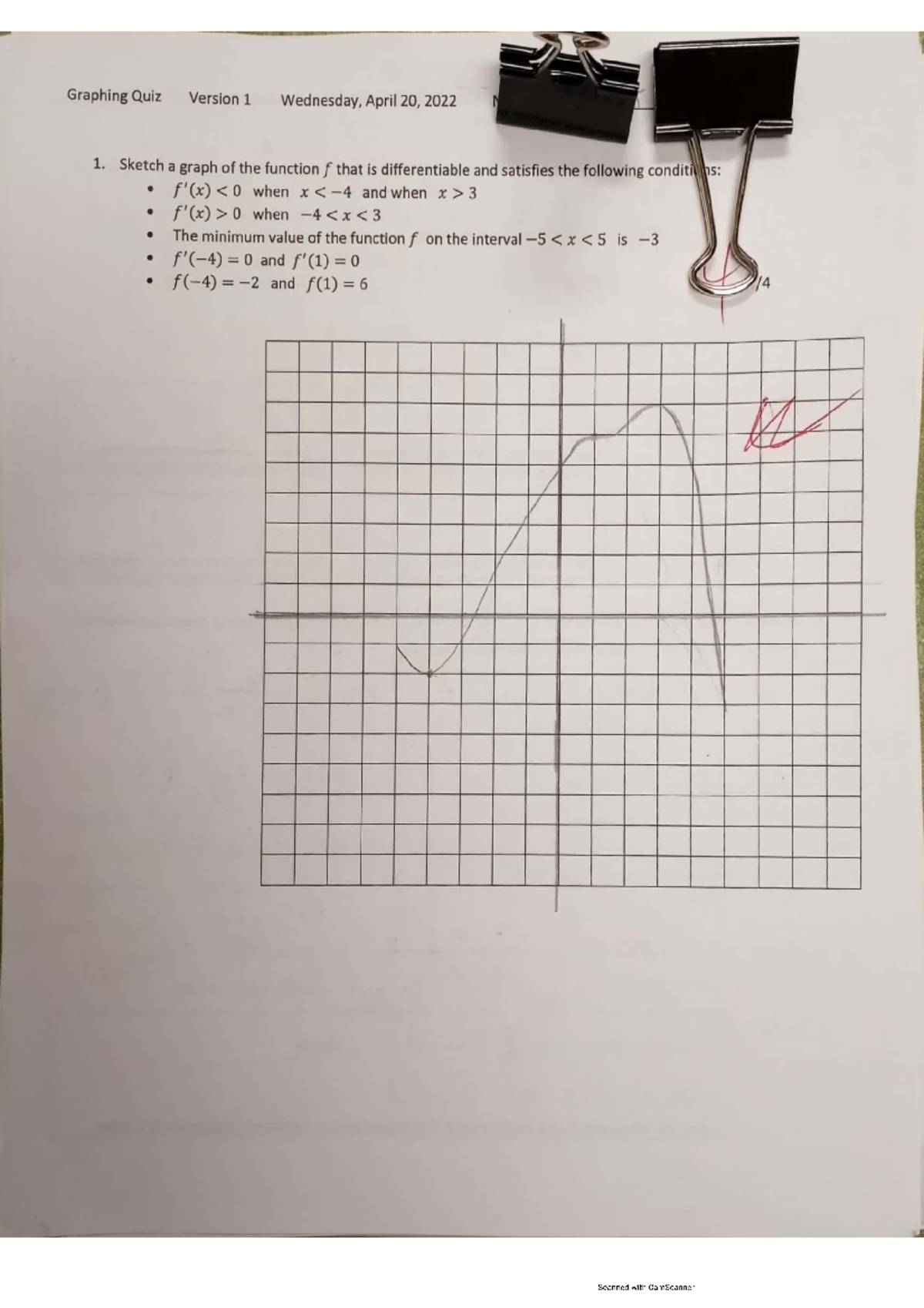 Graphing quiz version 1 solutions - Introductory University Mathematics ...