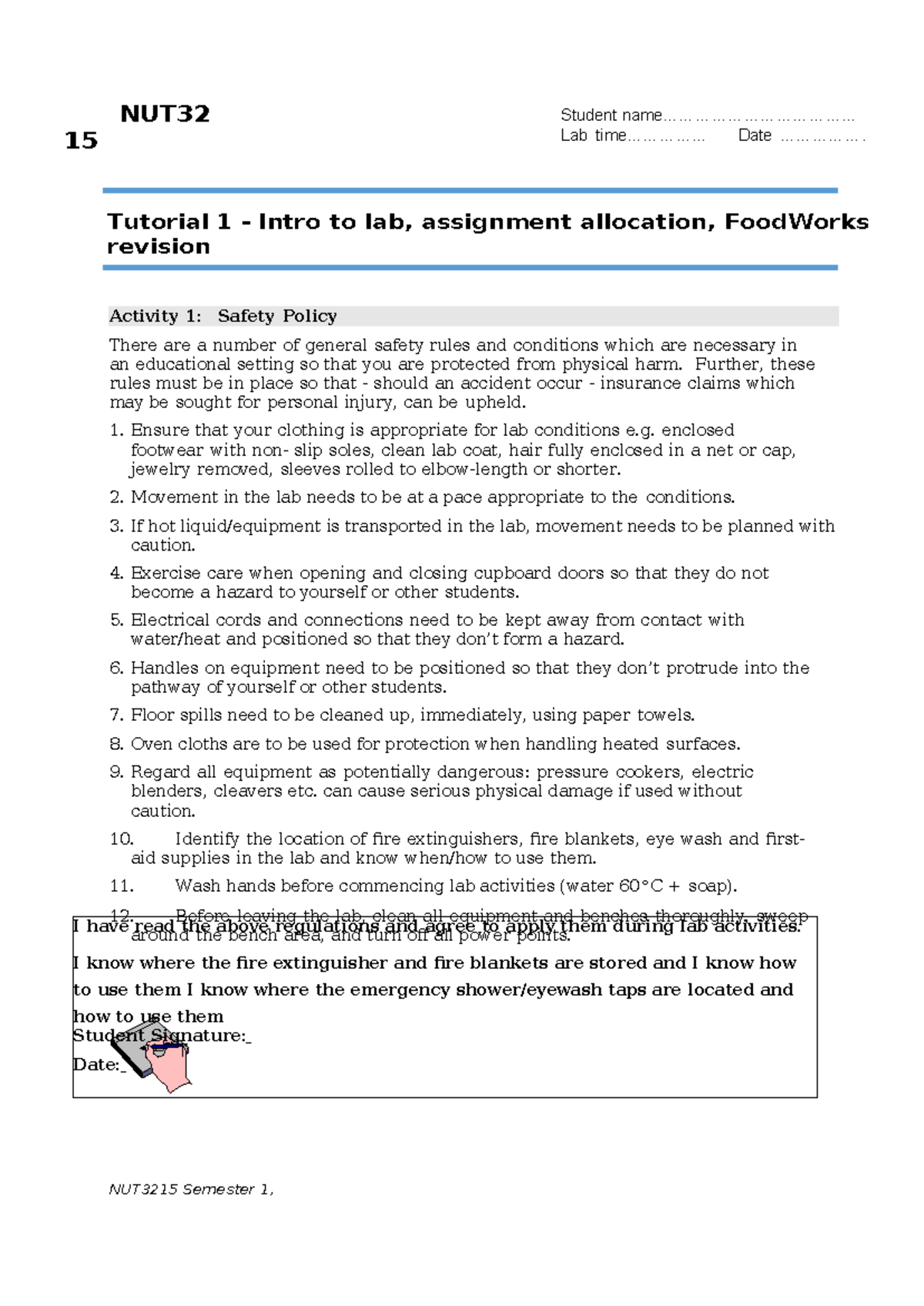 NUT3215 Tutorial 1 2024 - NUT 3215 Semester 1 , NUT 15 Student - Studocu