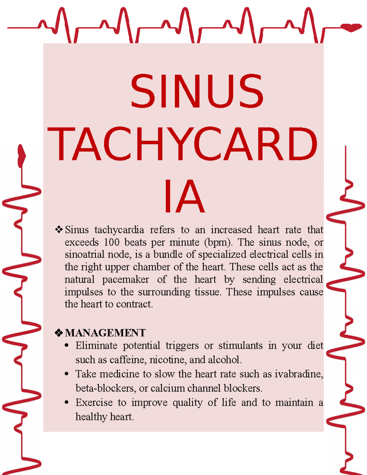 Dysrhythmia ( abnormality in the heart's beat) - SINUS TACHYCARD IA ...