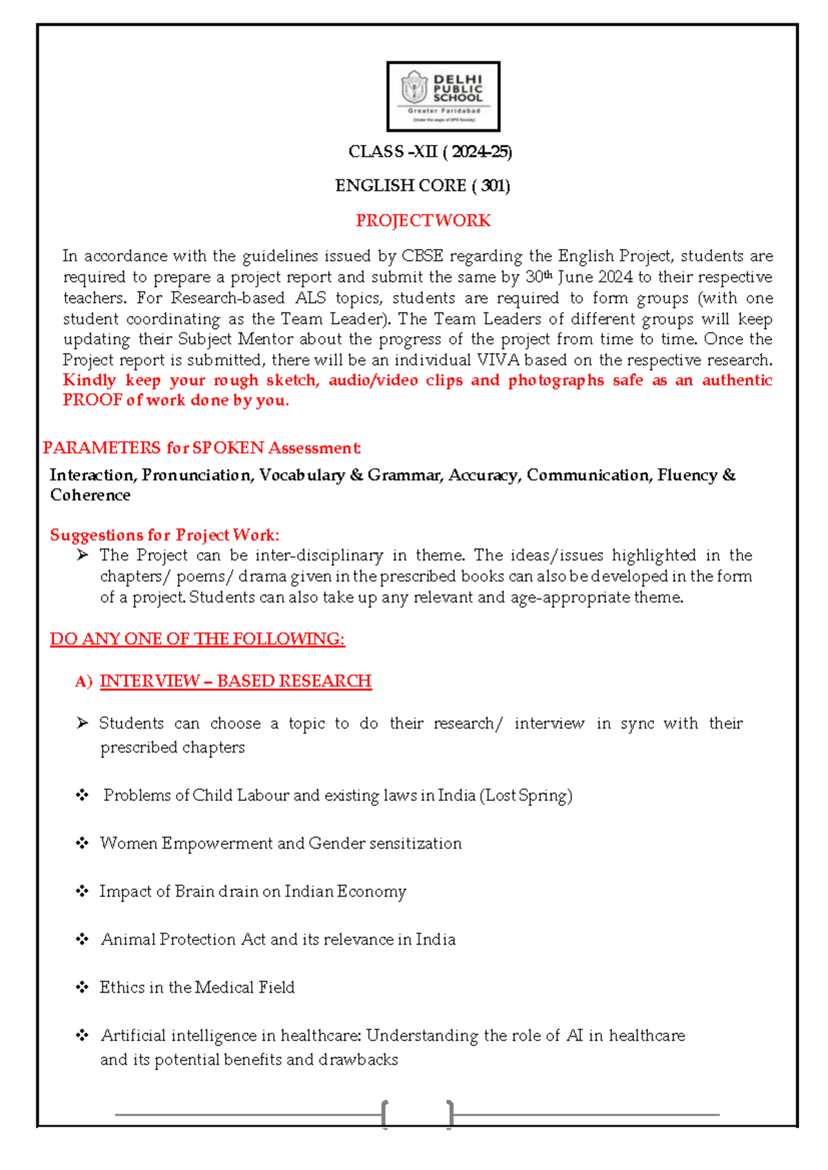 Annexure English XII - Nice - CLASS - XII ( 202 4 - 25 ) ENGLISH CORE ...