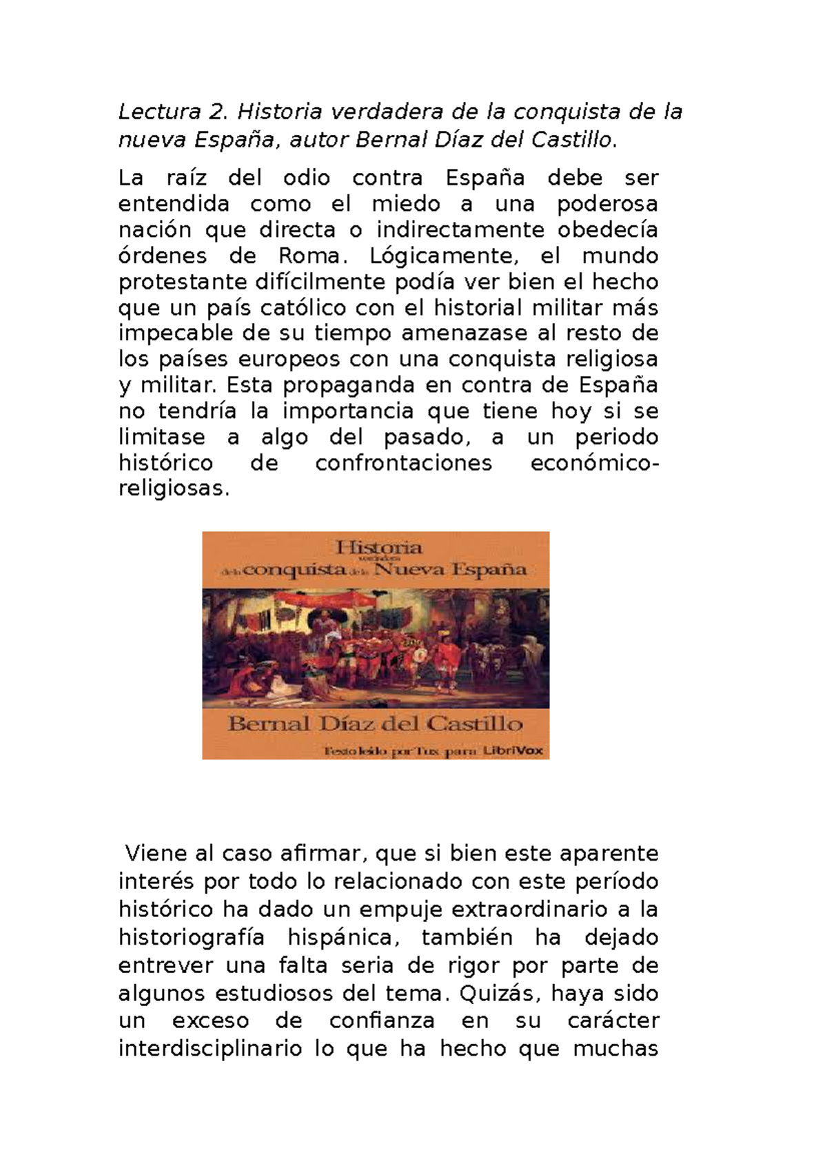 Lectura 2. Historia verdadera de la conquista de la nueva España ...