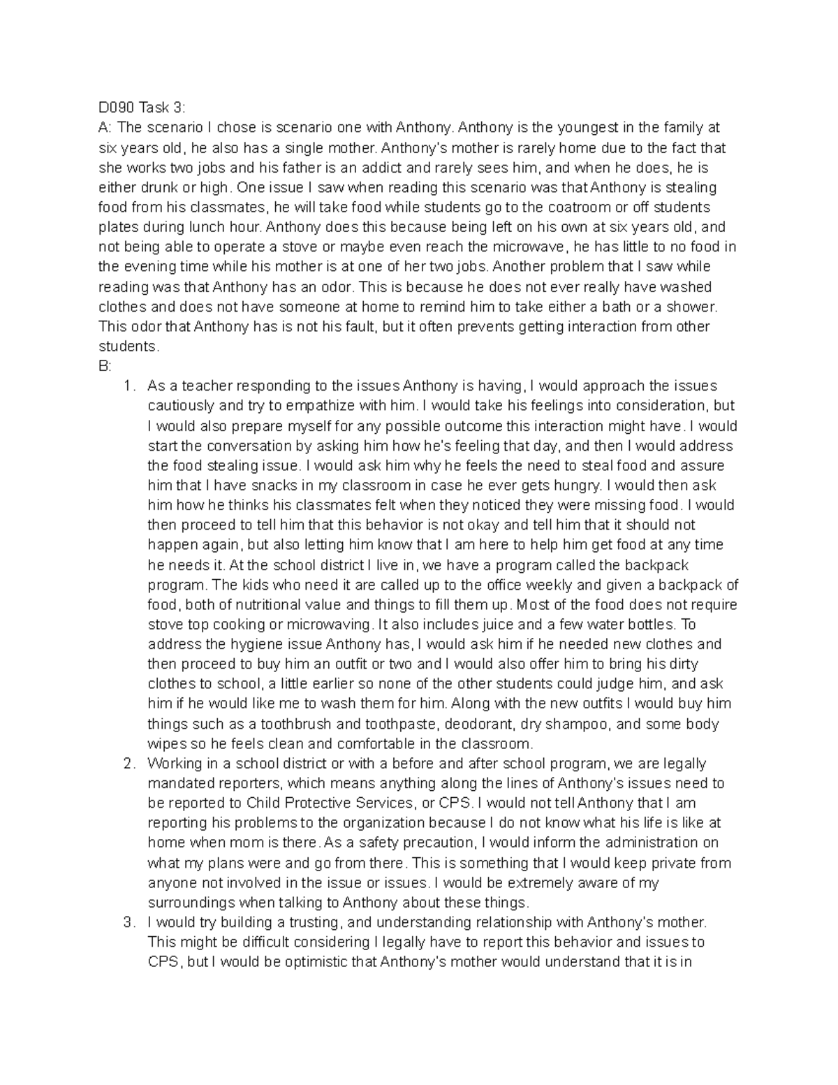 D090 task 4 - D090 task 4 passed on first try - D090 Task 3: A: The ...