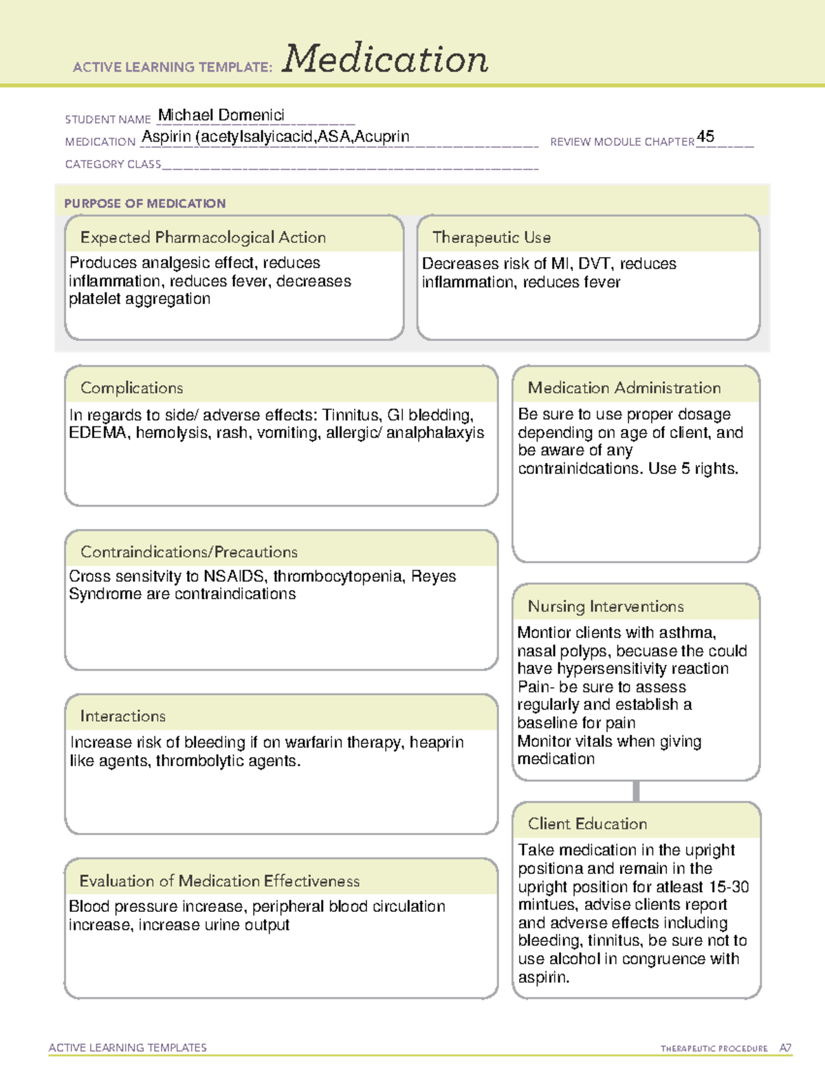 Active Learning Template Medication 5 - ACTIVE LEARNING TEMPLATES ...