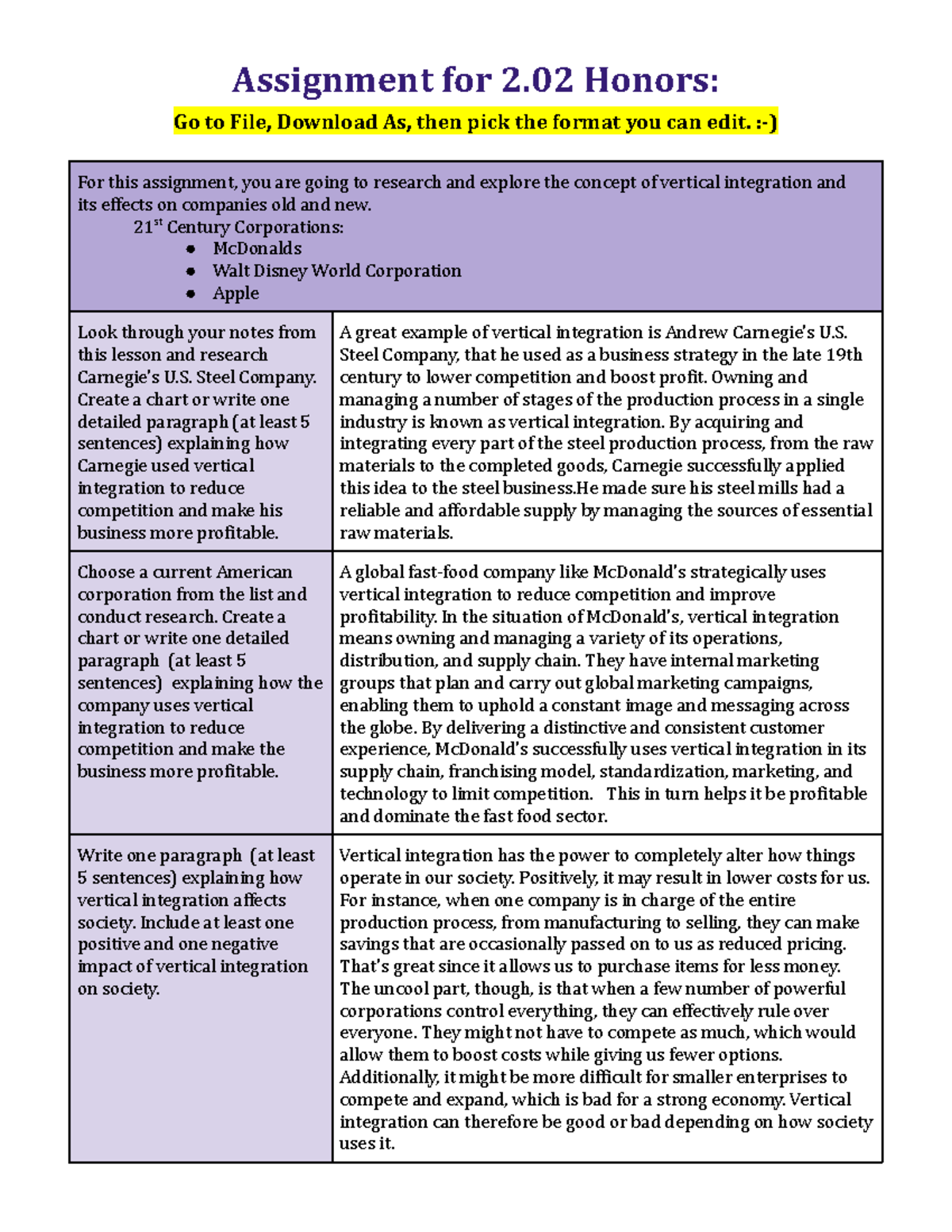 Copy of USH 2 - ush - Assignment for 2 Honors: Go to File, Download As ...