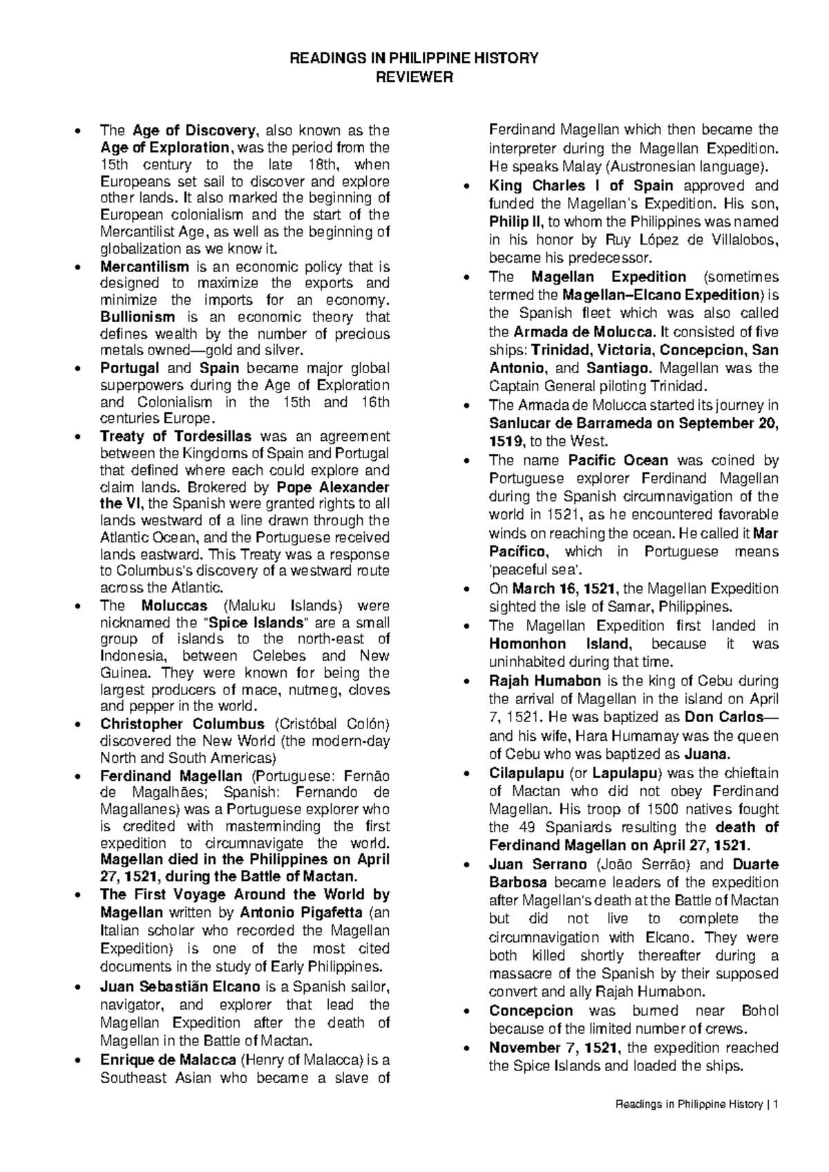 Readings in Philippine History (Reviewer) 1 - Readings in Philippine ...