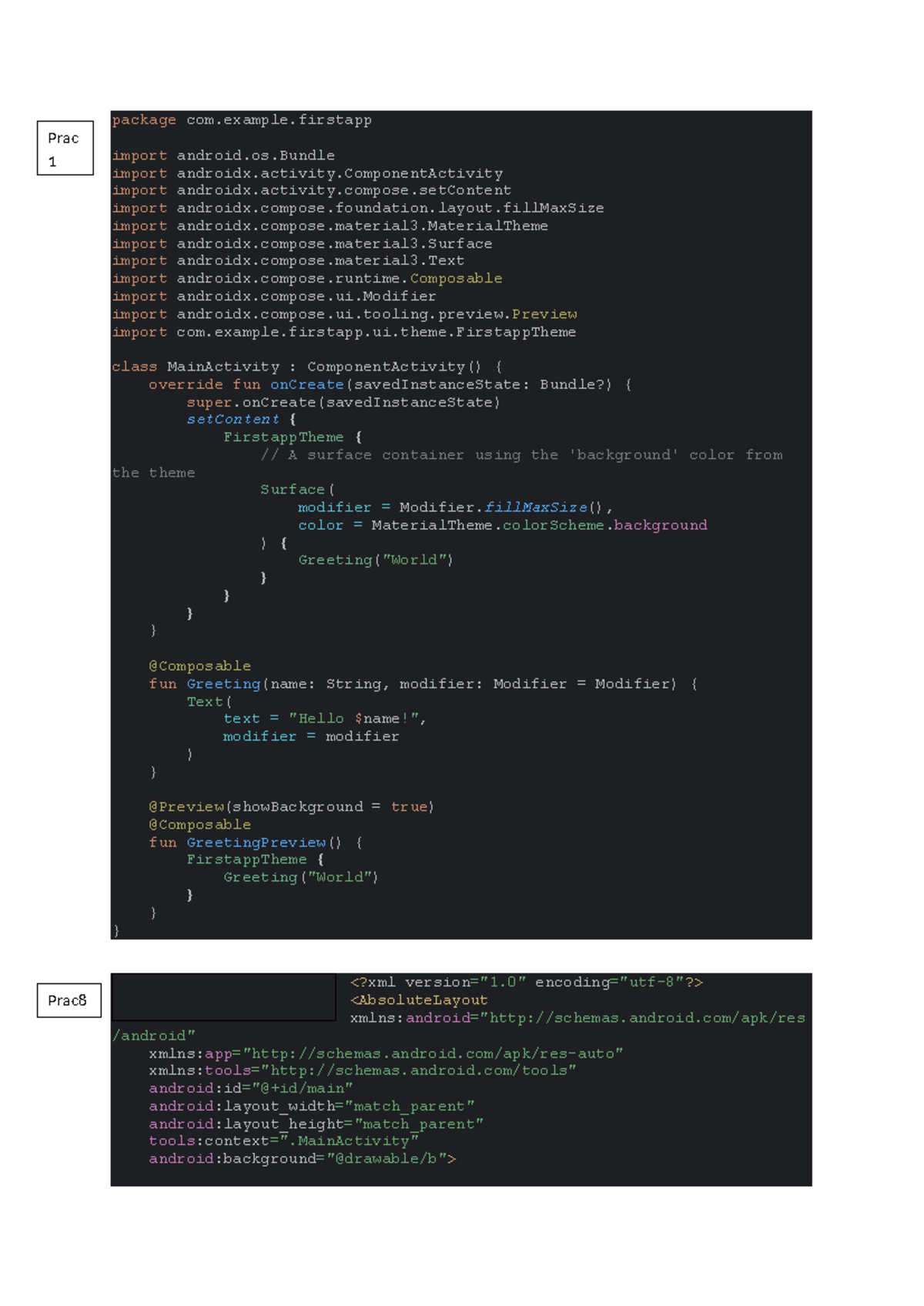Android prac - package com.example import android.os import androidx.activity import - Studocu