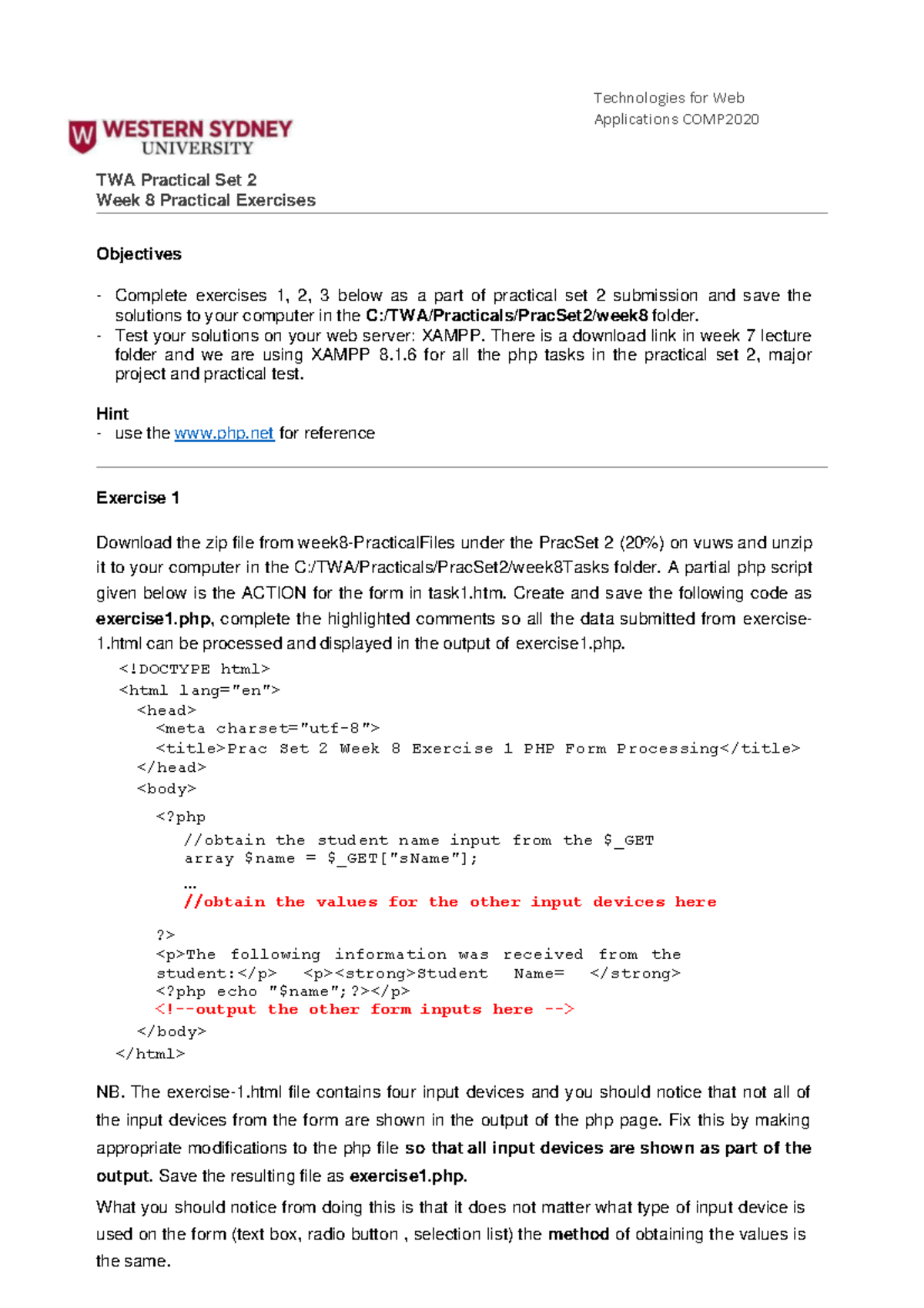 Week8Exercises - Week 8 Practical exercises - Technologies for Web ...