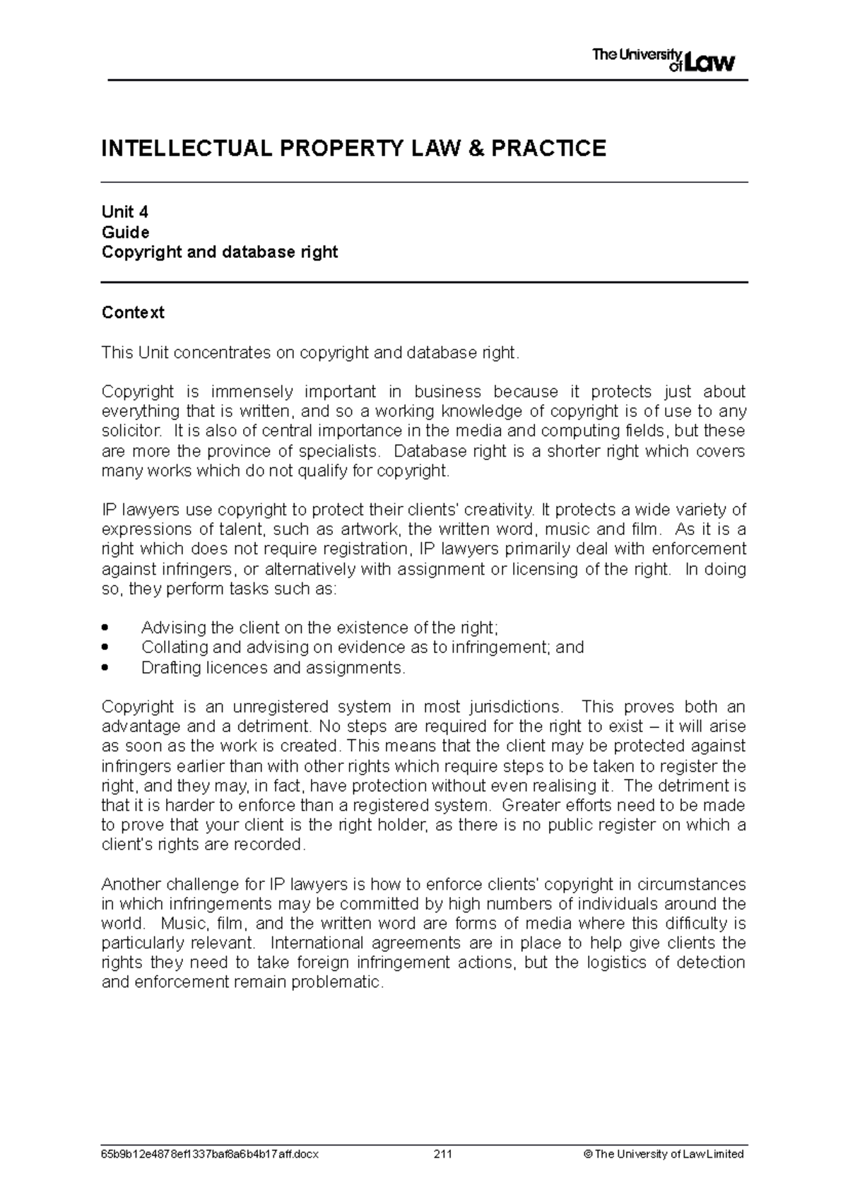2122 ip ws04 ce01 guide - Intellectual Property Law Workshop (4) tutorial - INTELLECTUAL ...