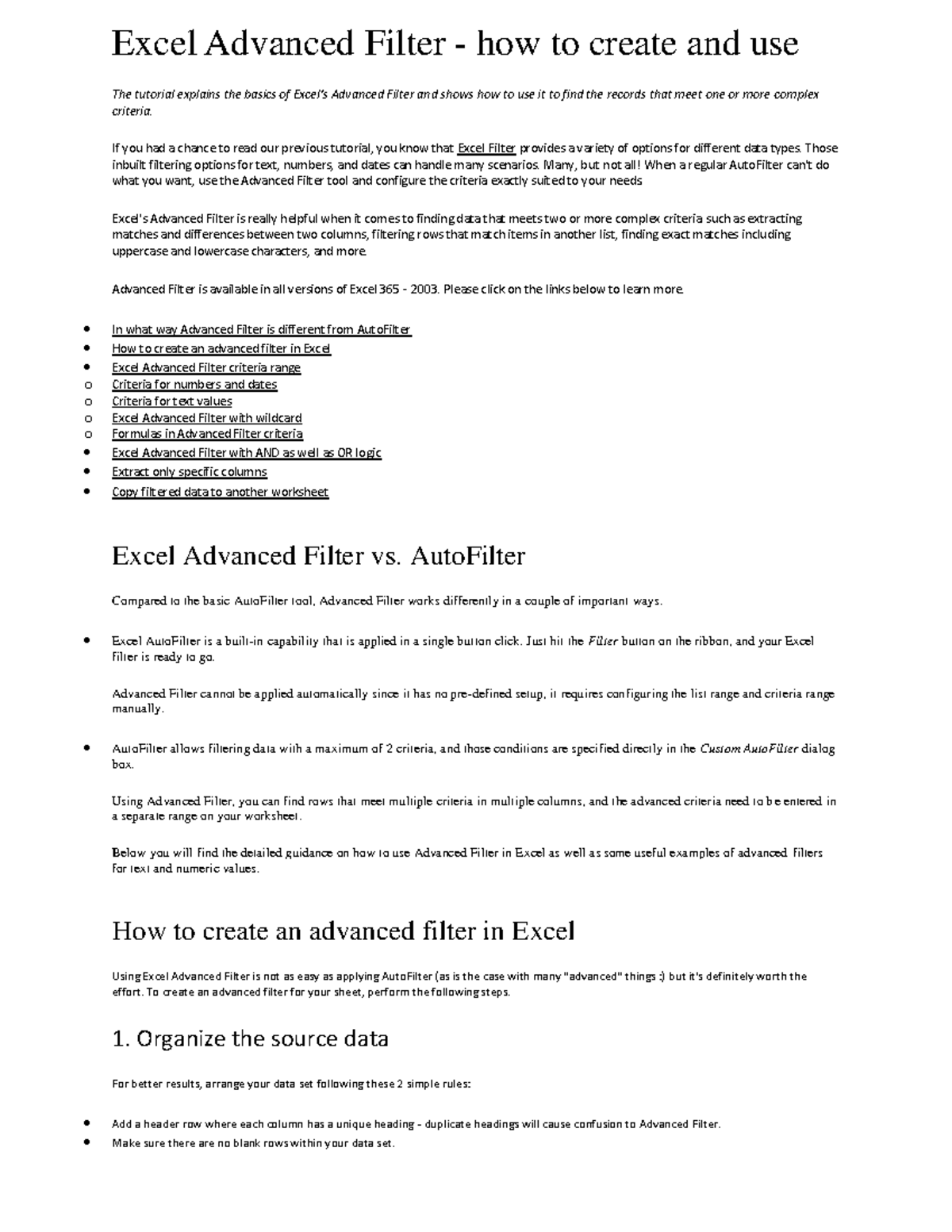 Excel Advanced Filter - If you had a chance to read our previous ...