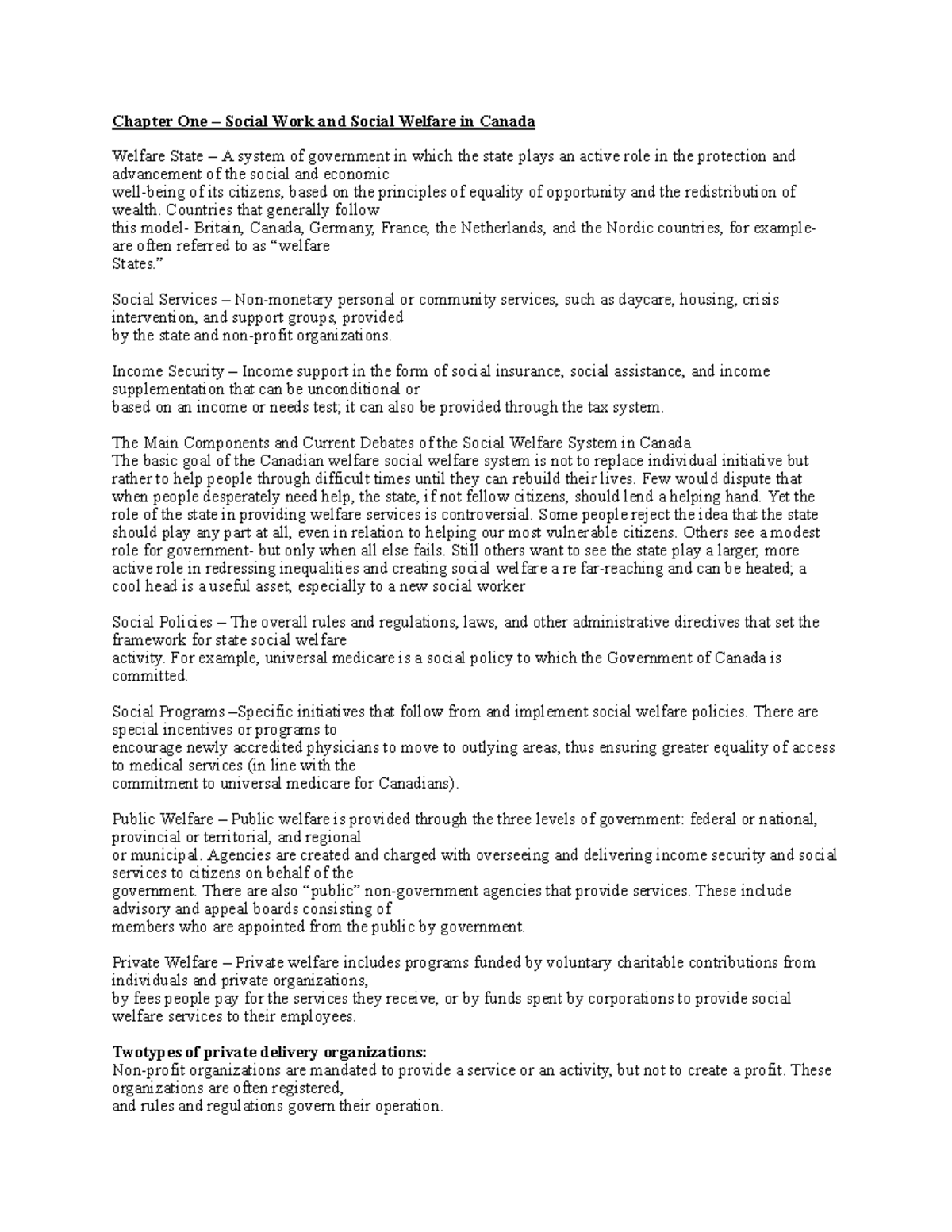 Sociology Midterm Study Notes - Chapter One – Social Work and Social ...