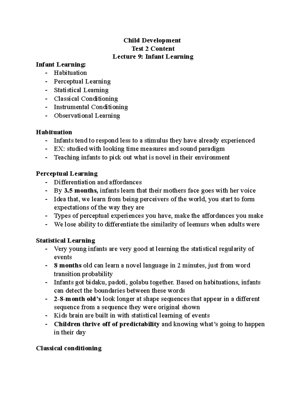 Child test 2 notes new new - Child Development Test 2 Content Lecture 9 ...