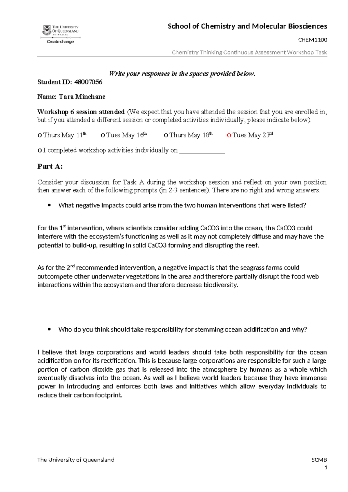 Chem 1100 Workshop Task - TM - School of Chemistry and Molecular ...