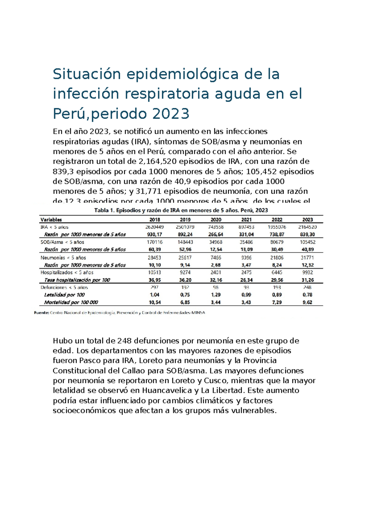 Imprimir epidemio - Situación epidemiológica de la infección ...