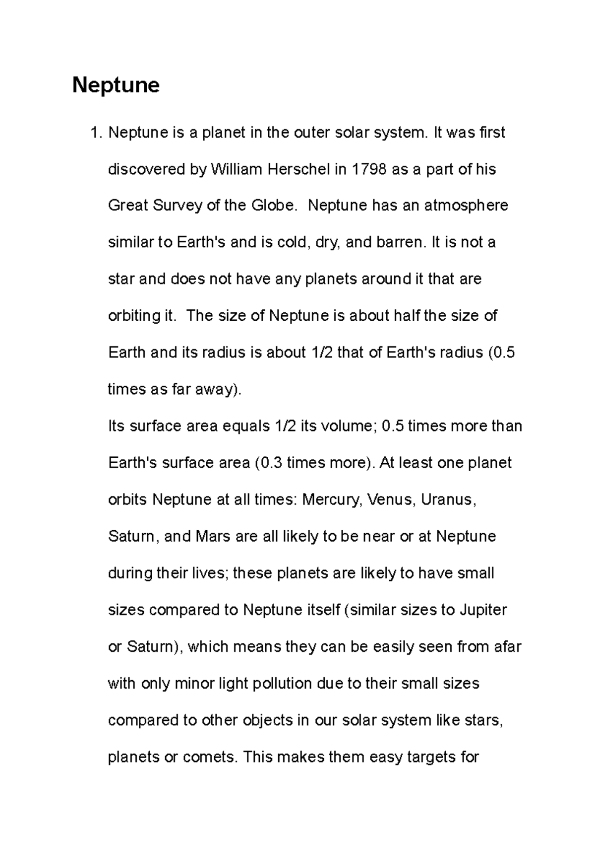 Neptune - Notes - Neptune Neptune is a planet in the outer solar system ...