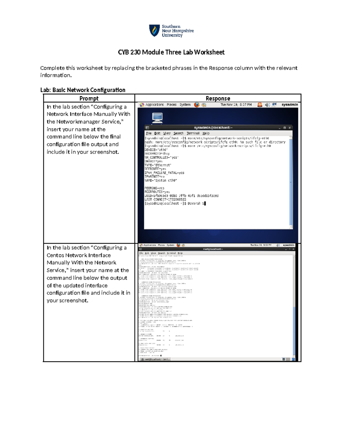 CYB 230 Module Three Lab Worksheet Devorah Sanchez - CYB 230 Module ...