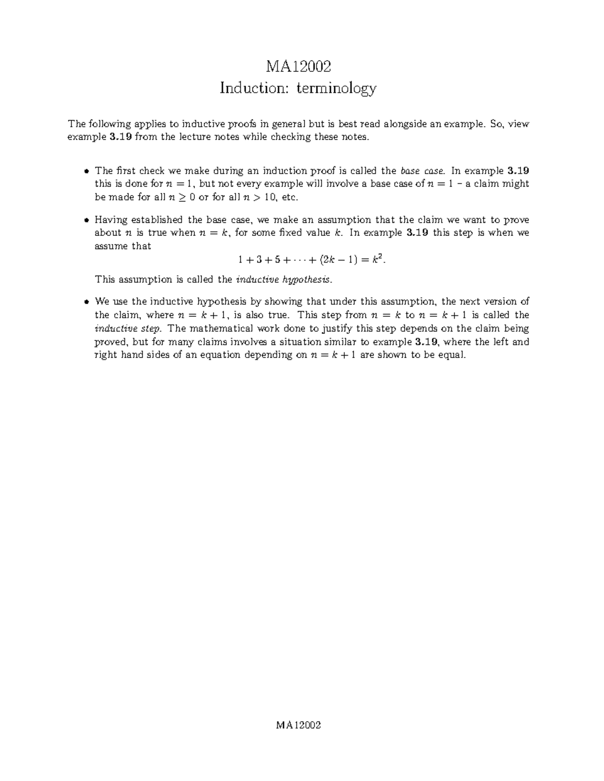 MA12002 Induction Terminology - MA Induction: terminology The following applies to inductive ...