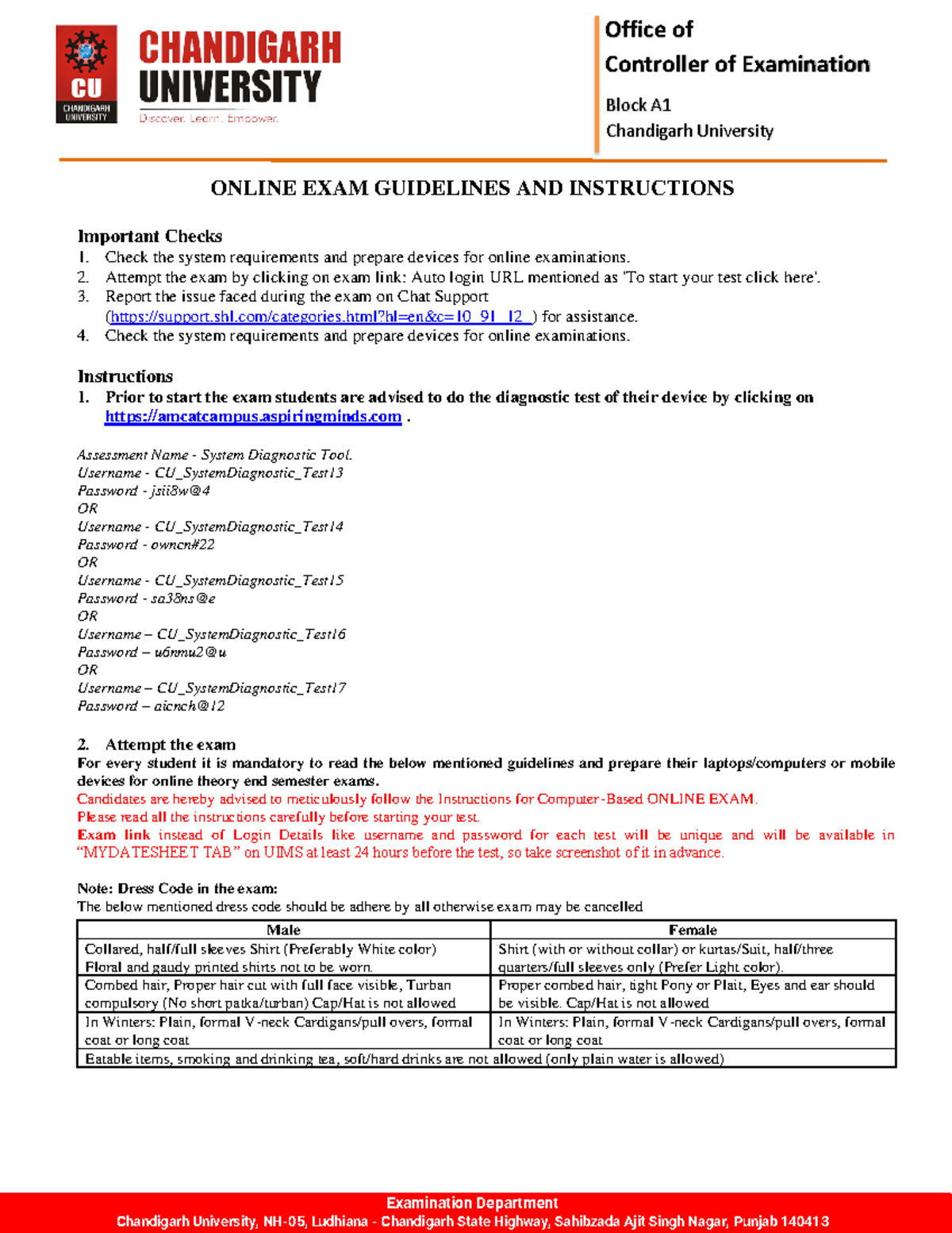 Guidelines Online Exams - Examination Department Controller of ...
