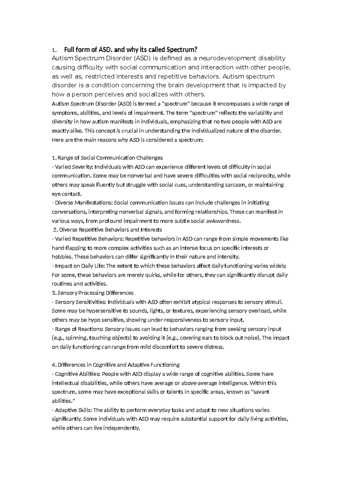 ASD &ADHD - ASD and adhd - 1. Full form of ASD. and why its called ...