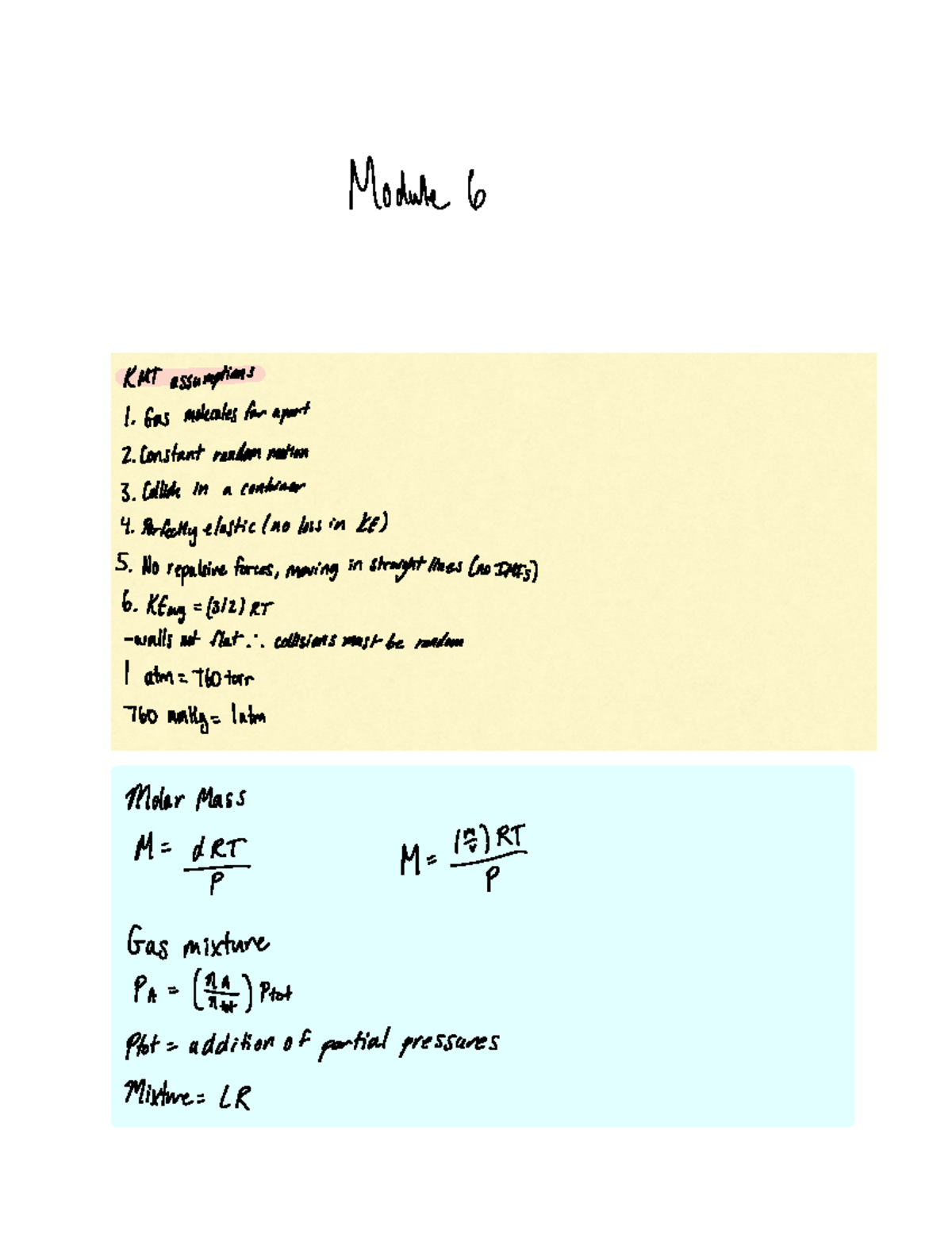 Module 6 - Review - summary - Module le KMTassumptions 1 Gas ...