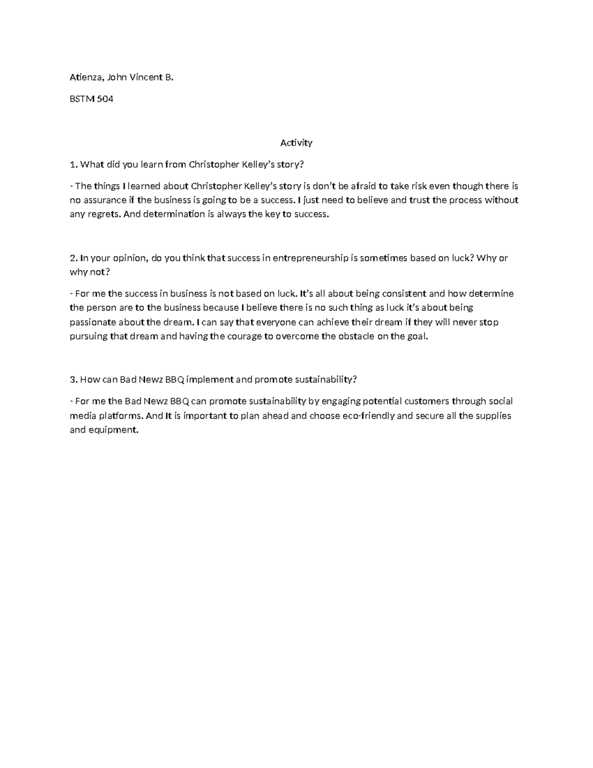 Atienza,JV - activity - Atienza, John Vincent B. BSTM 504 Activity What ...