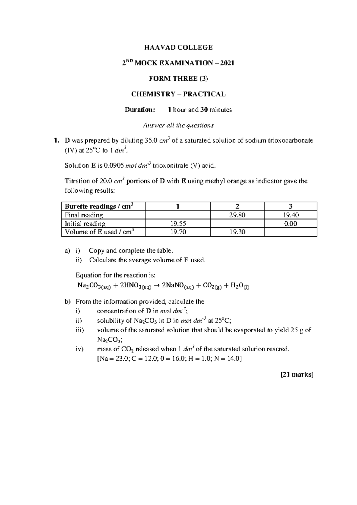 Chemistry practical for Biochemistry - HAAVAD COLLEGE 2 ND MOCK ...