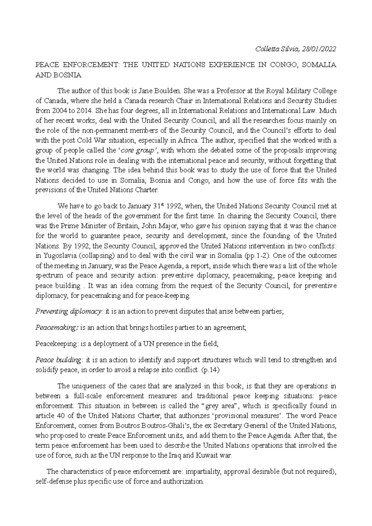 Silvia Colletta - Peace Enforcement, by Jane Boulden - International ...