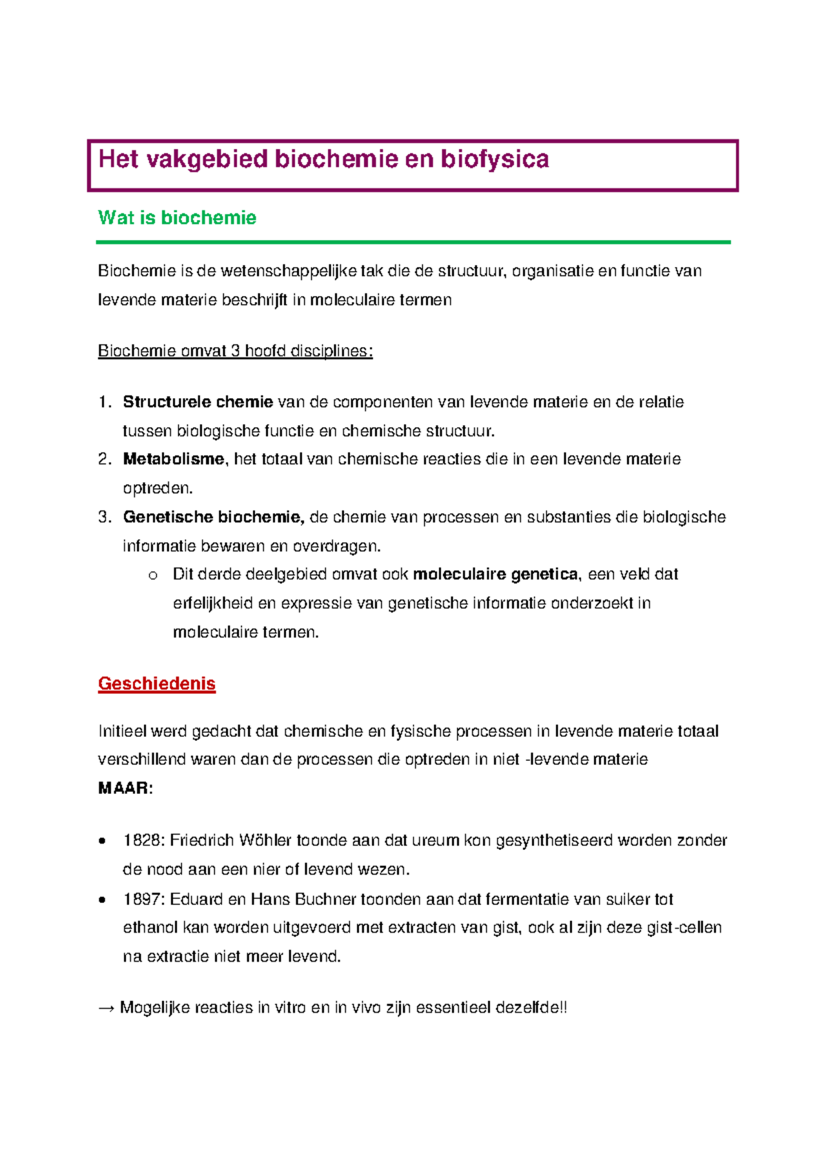 Biochemie en biofysica samenvatting tot en met eiwitten - Het vakgebied ...