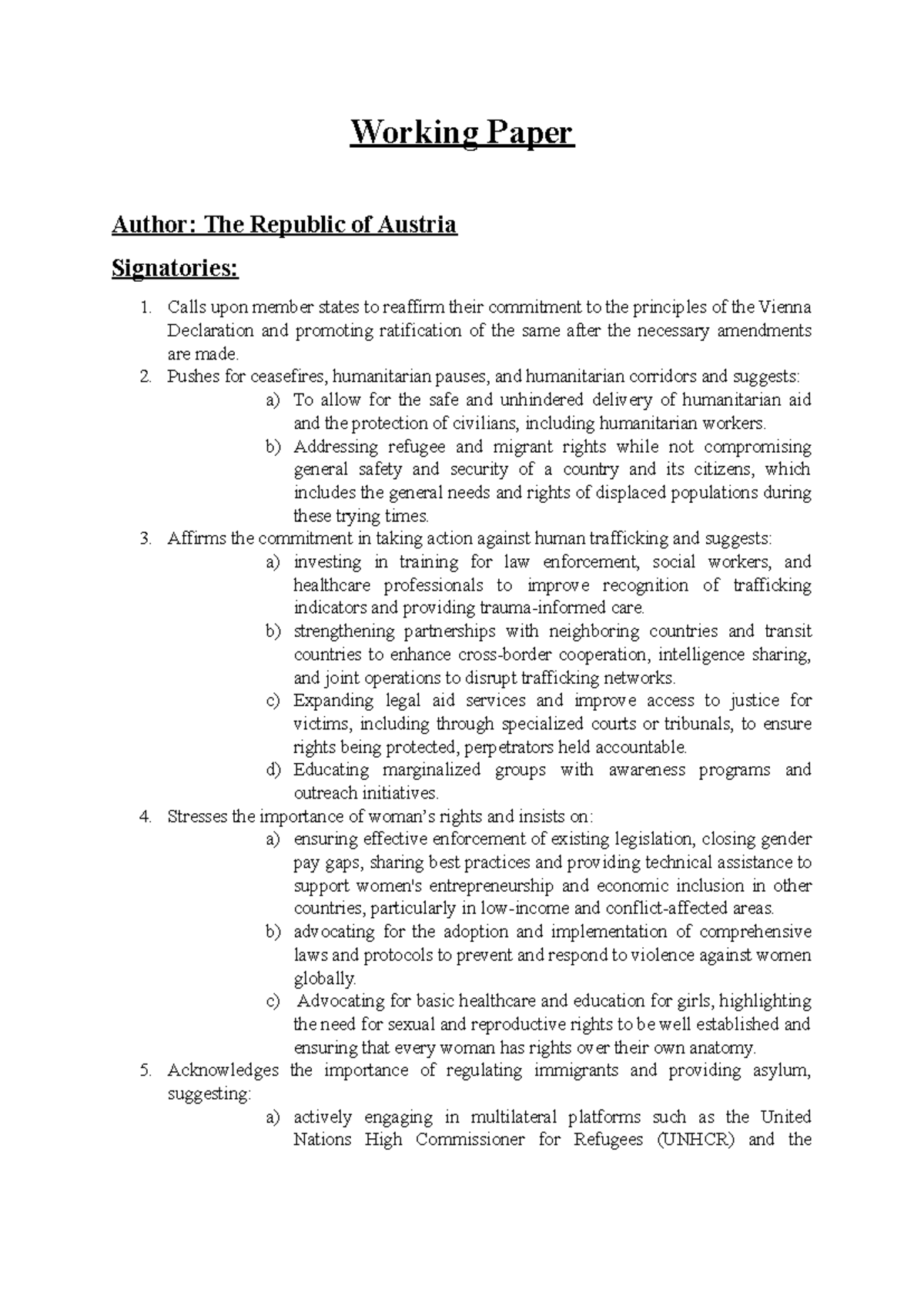 Working Paper- Austria - Working Paper Author: The Republic of Austria ...