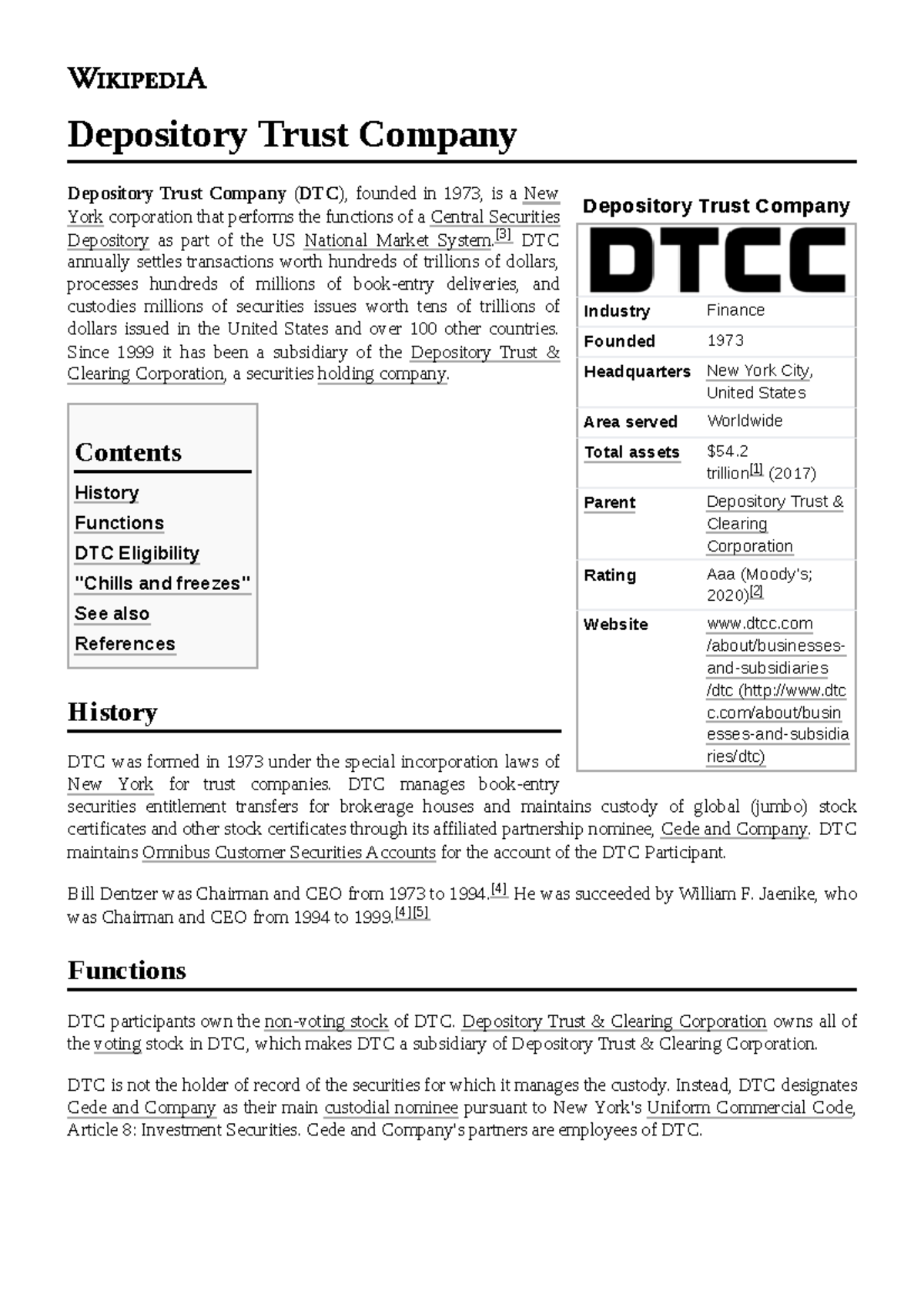Depository Trust Company - Depository Trust Company Industry Finance ...