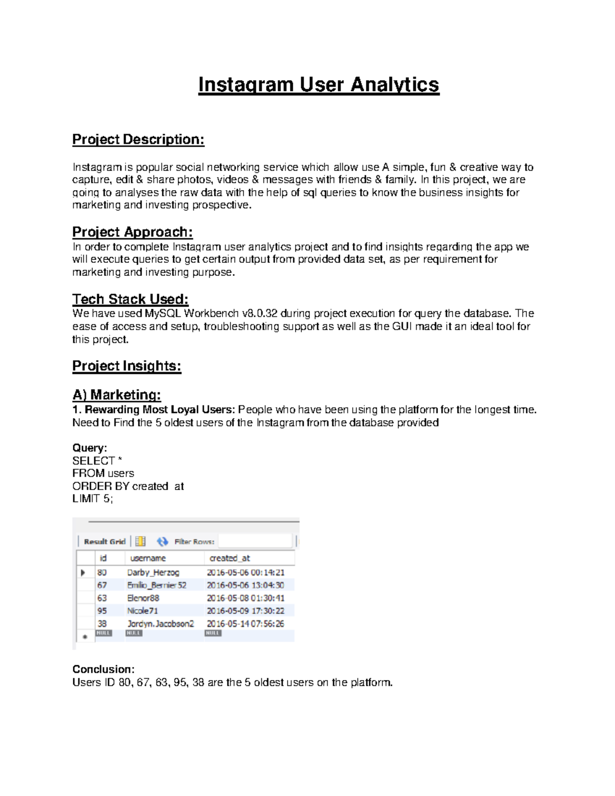 Instagram Analytics - Instagram User Analytics Project Description: Instagram is popular social ...