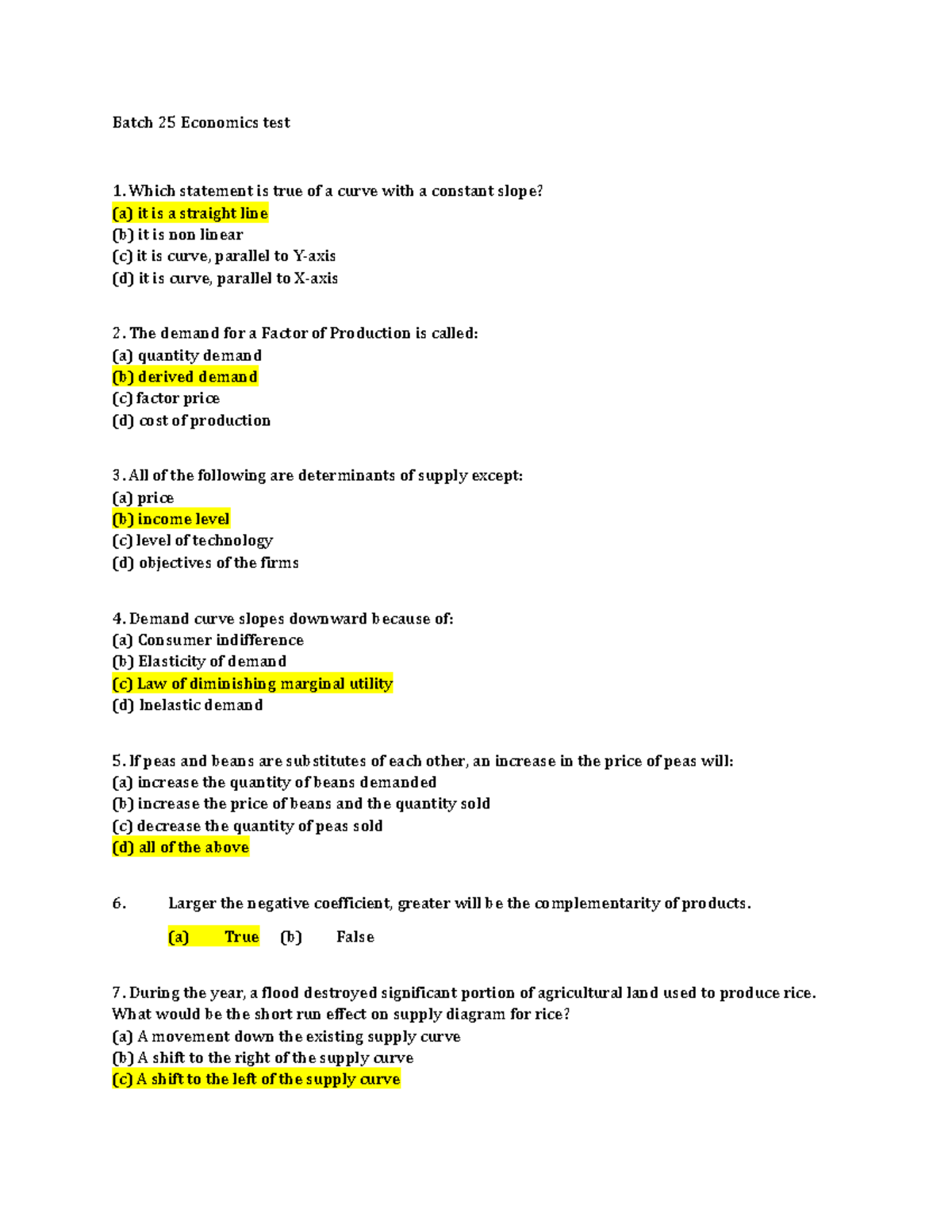 Batch 26-Test 2-Chapter 2 and 3 solutions - Batch 25 Economics test ...
