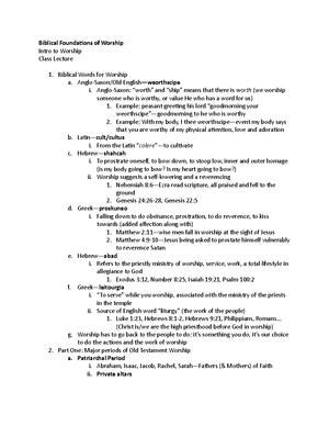 Worship Notes - Worship Notes 9/12/2016-Notes: -Memorize - “Worship is ...