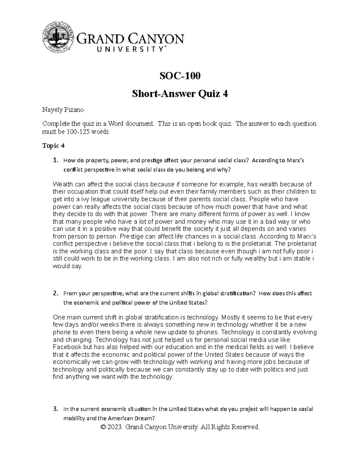 SOC-100.Short-Answer Quiz 4 1-8-18 - SOC- Short-Answer Quiz 4 Nayely ...